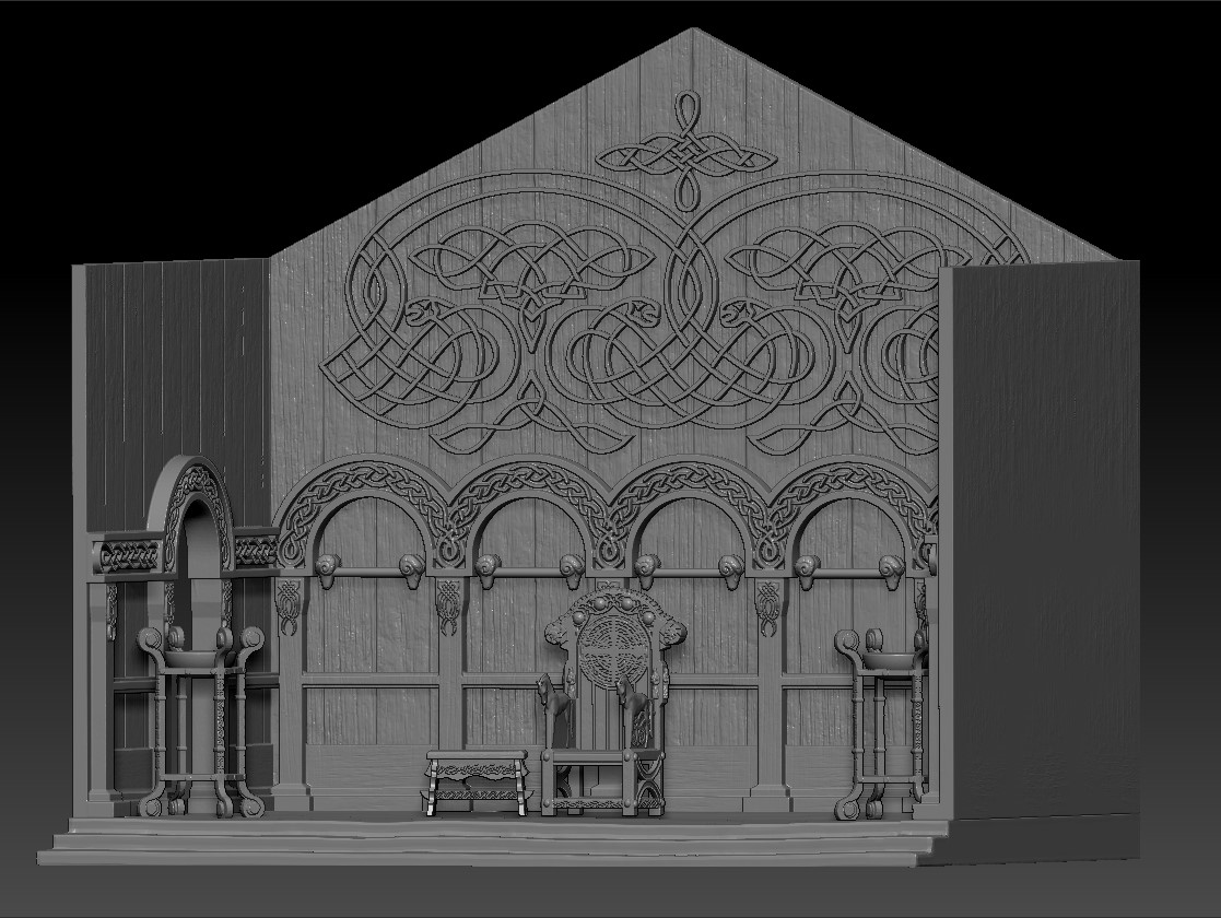 👾 Golden Hall of Meduseld - Throne Room (Diorama)・ OBJ File for ・Cults