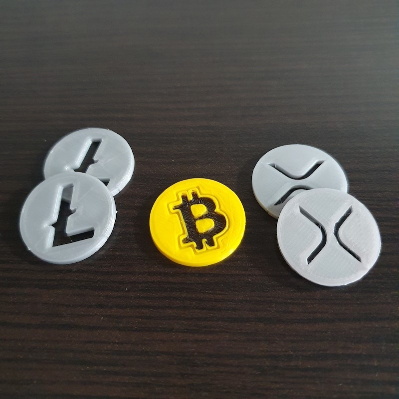 Free STL file Crypto coins pack 2x Bitcoin, Litecoin, Etherium, Ripple ...