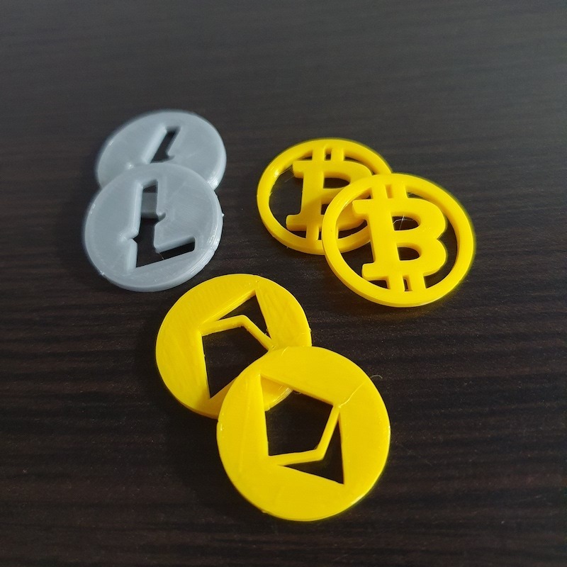 Free STL file Crypto coins pack 2x Bitcoin, Litecoin, Etherium, Ripple ...