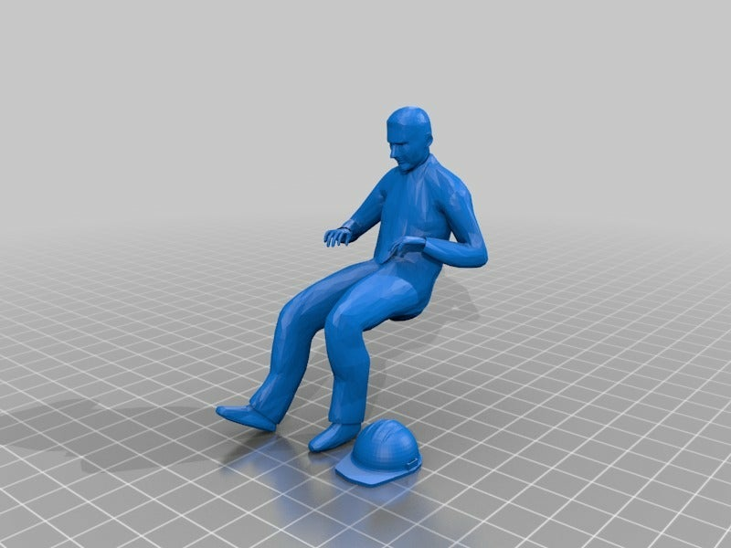Free STL file seated man driver w hat for trucks and heavy equipment 👨 ...
