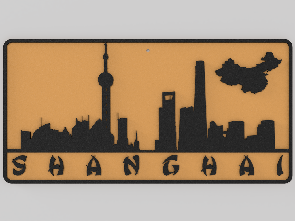 🎨 Wall Plate Skyline - Shanghai・Free 3D File for ・Cults