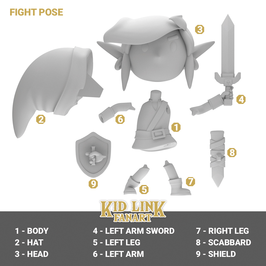 🔗 KID LINK - FIGHT POSE - FANART - ZELDA・Free STL File for ・Cults