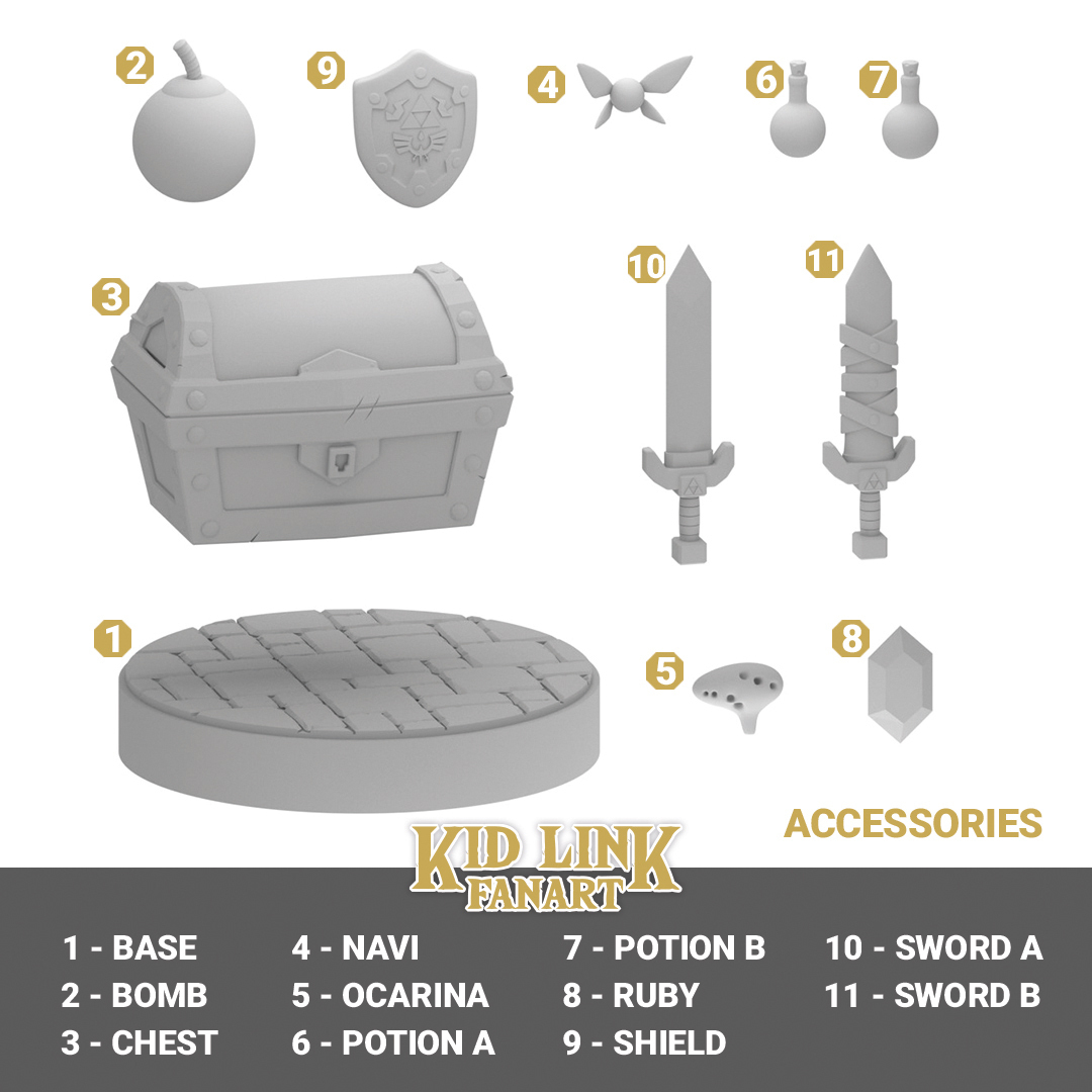 🔗 KID LINK - ACCESSORY PACK - FANART - ZELDA・文件用于 免费 STL ・Cults
