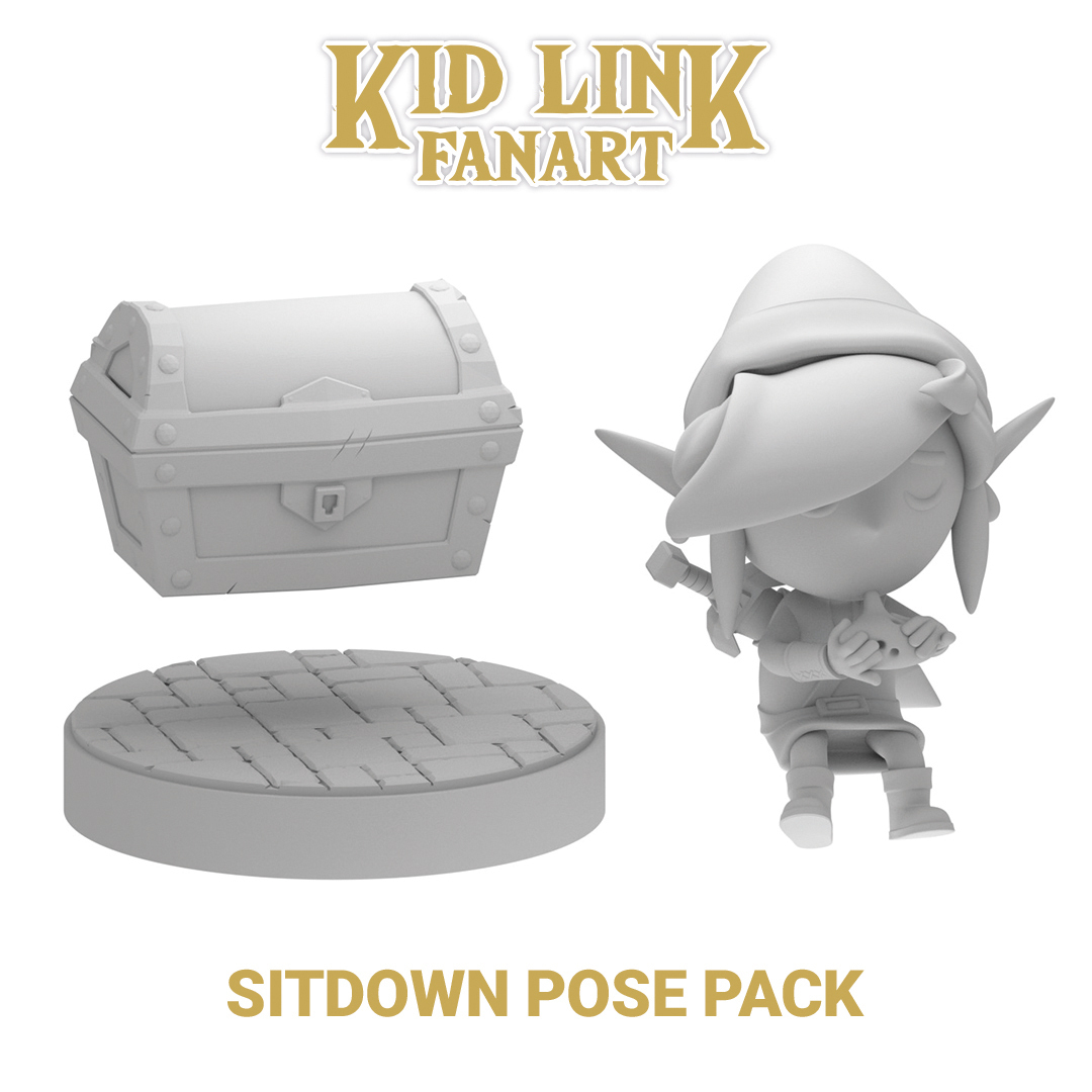 🔗 KID LINK - SITDOWN POSE - FANART - ZELDA・Free STL File for ・Cults