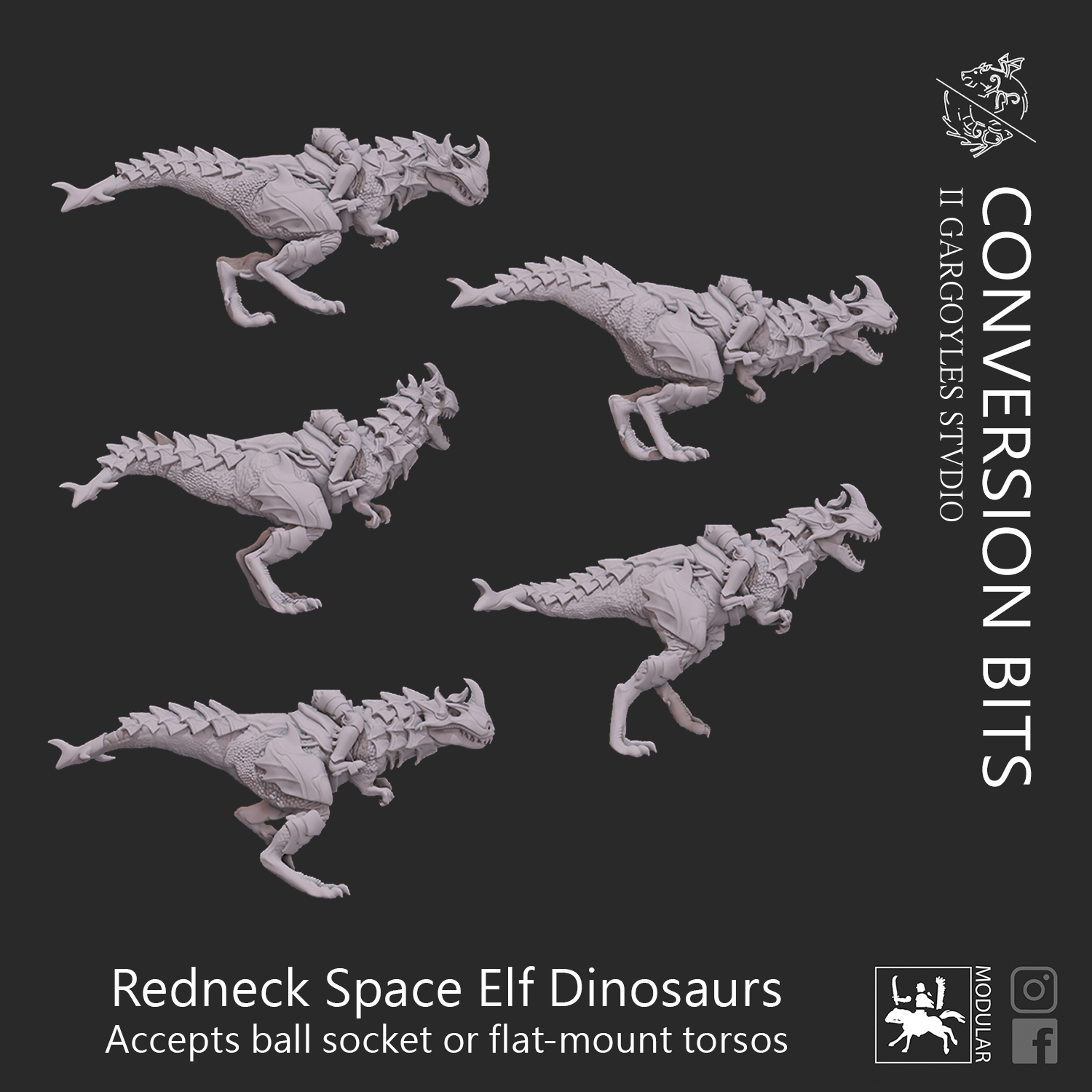 🛰 Redneck Space Elf Dinosaur Mounts・ STL File for ・Cults