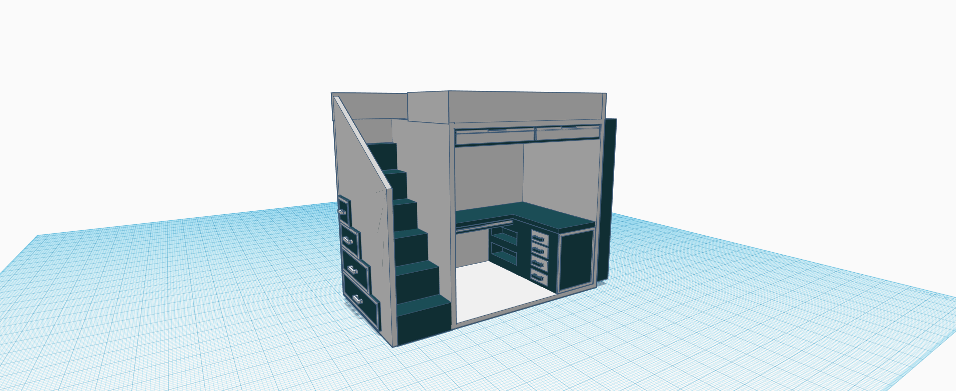 🛏️ Loft Bed with Desk and Storage・Free STL File for ・Cults