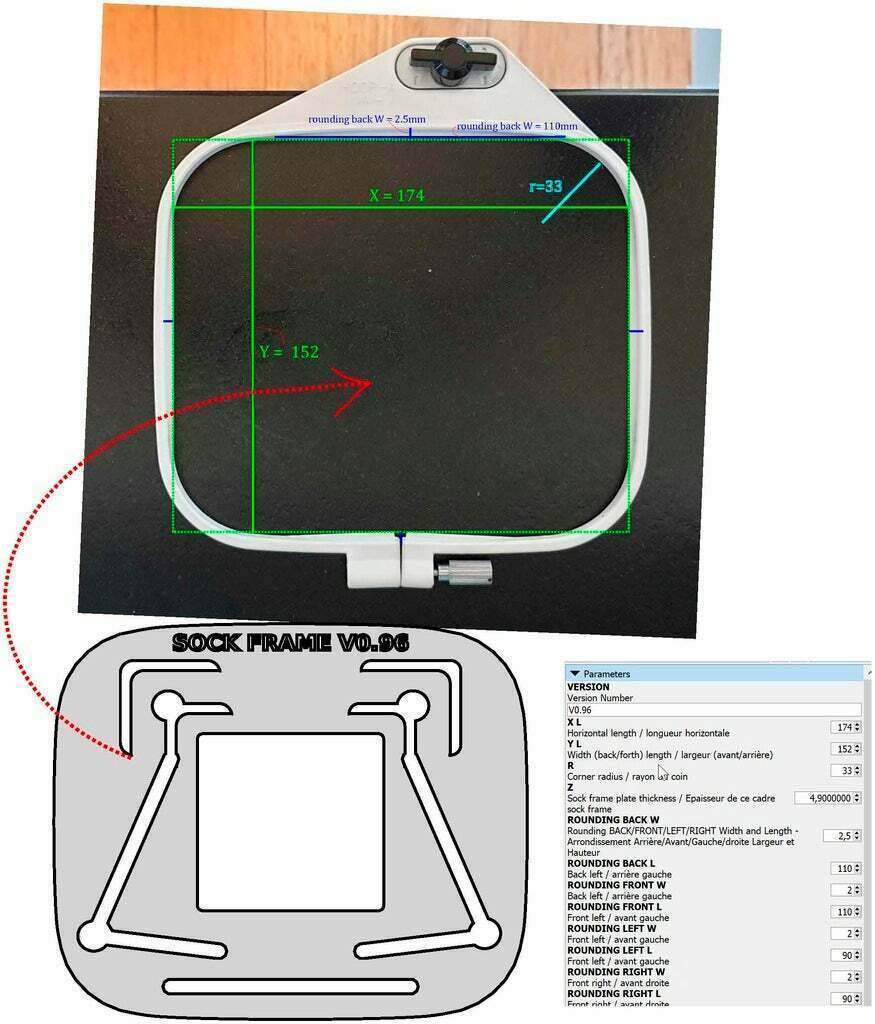 🧦 Embroidery sock frame・Free STL File for 3D printing and CNC machining ...