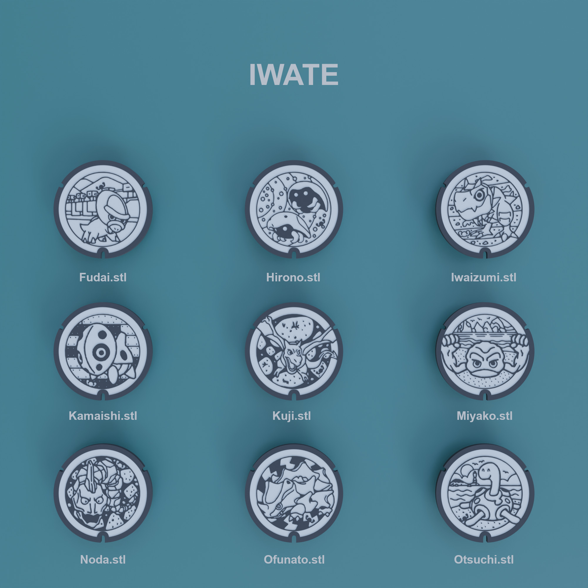 🐉 POKEMON UTILITY HOLE COVERS - COMPLETE PACK・ 3D File for ・Cults