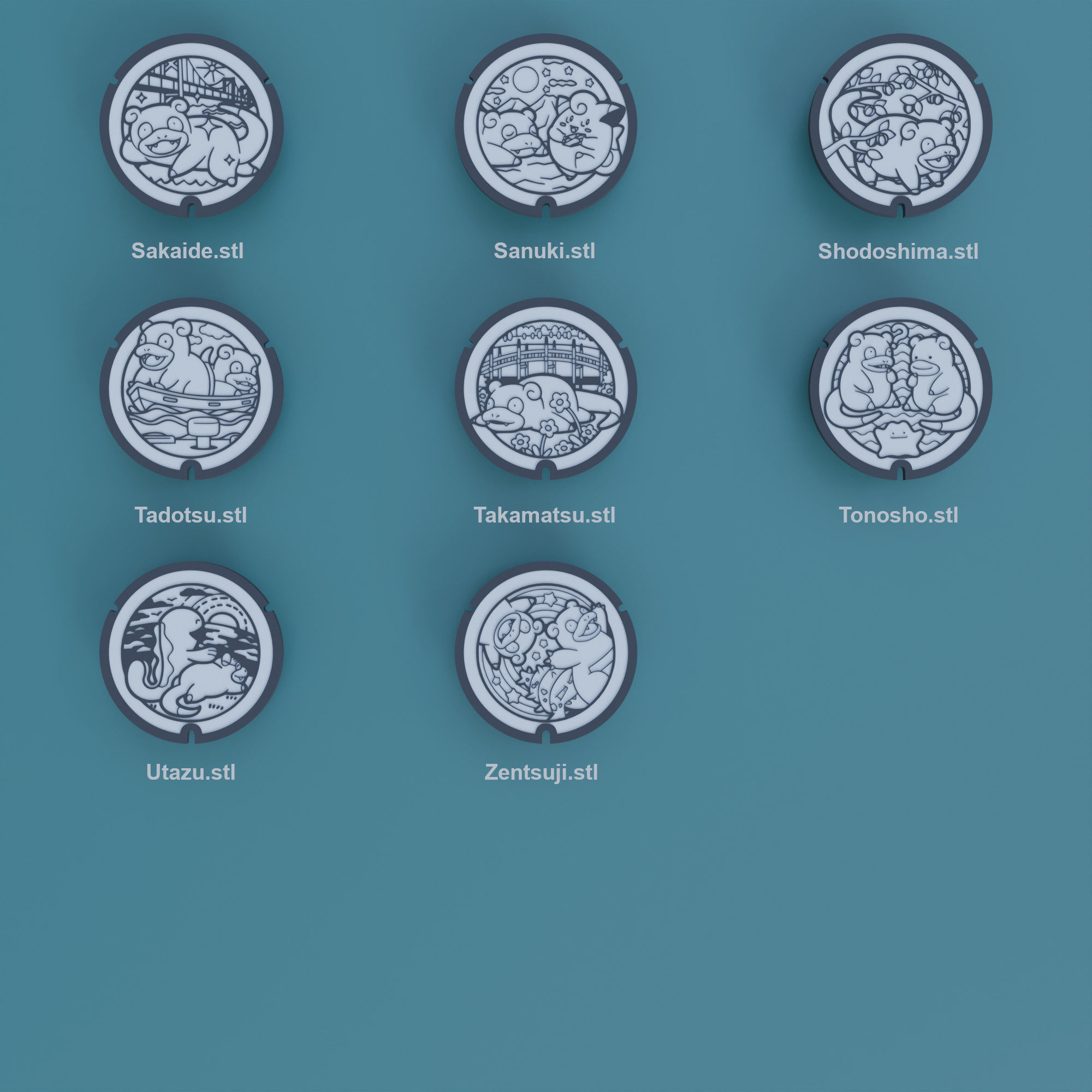 🐉 POKEMON UTILITY HOLE COVERS - COMPLETE PACK・ 3D File for ・Cults