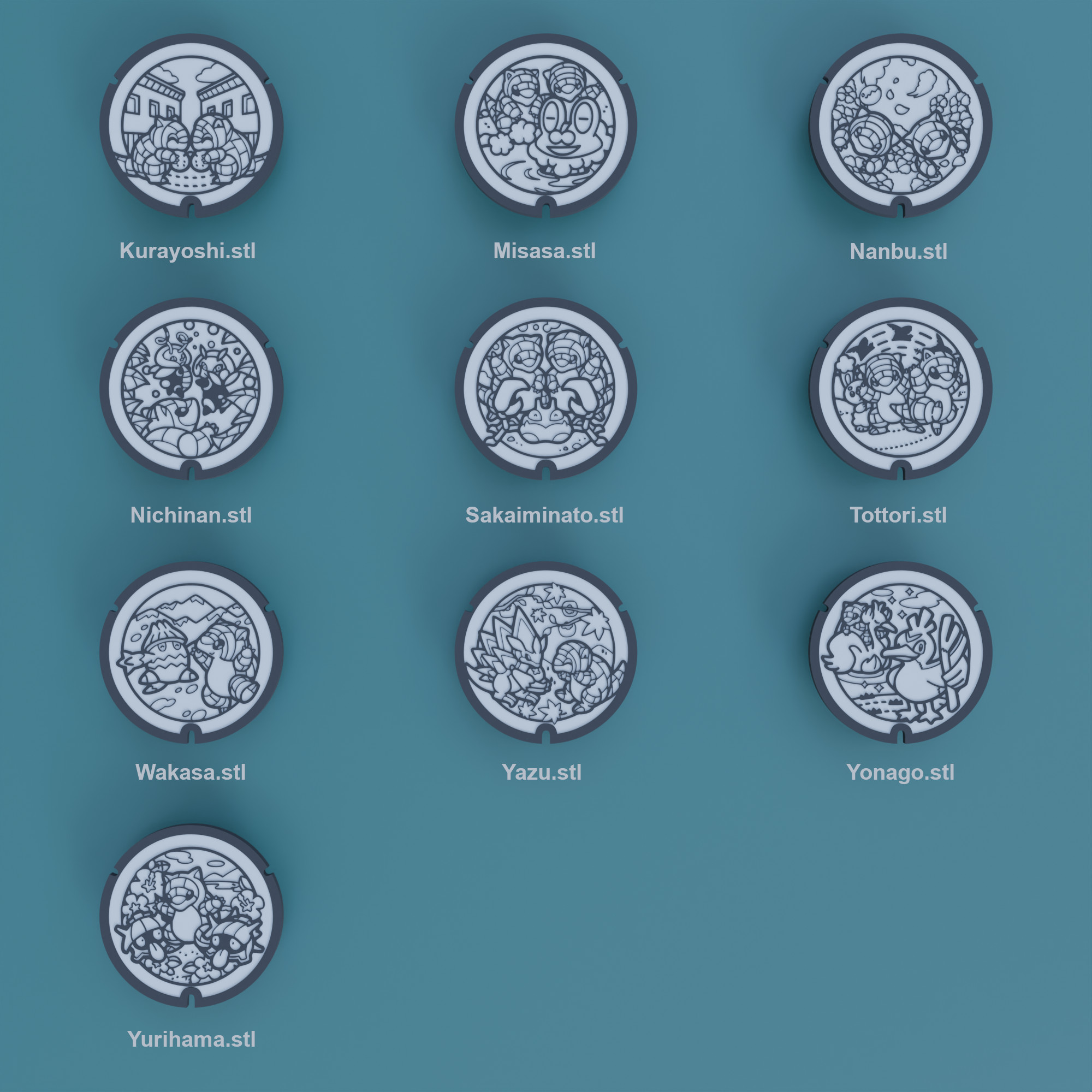 🐉 POKEMON UTILITY HOLE COVERS - COMPLETE PACK・ 3D File for ・Cults