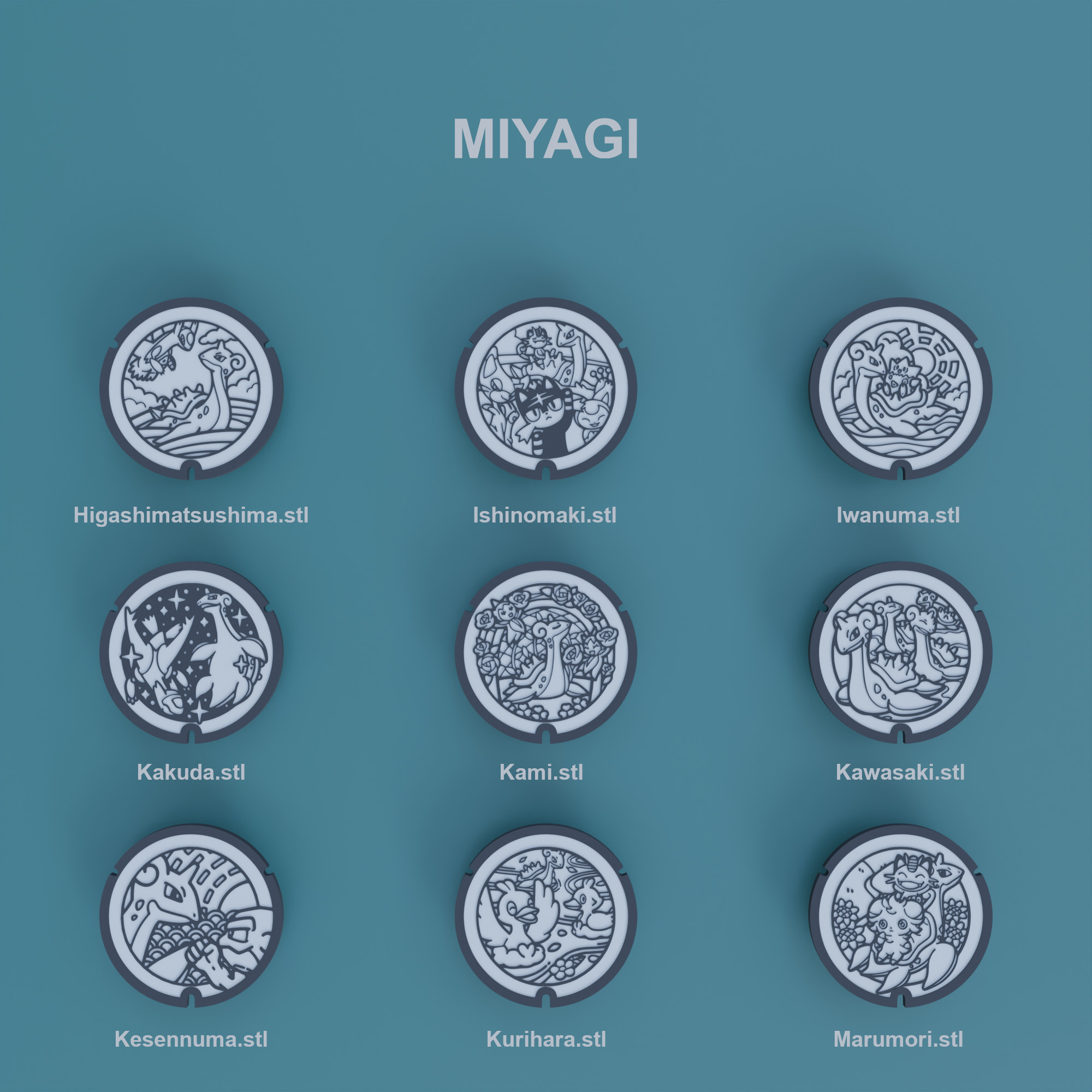 🐉 POKEMON UTILITY HOLE COVERS - COMPLETE PACK・ 3D File for ・Cults