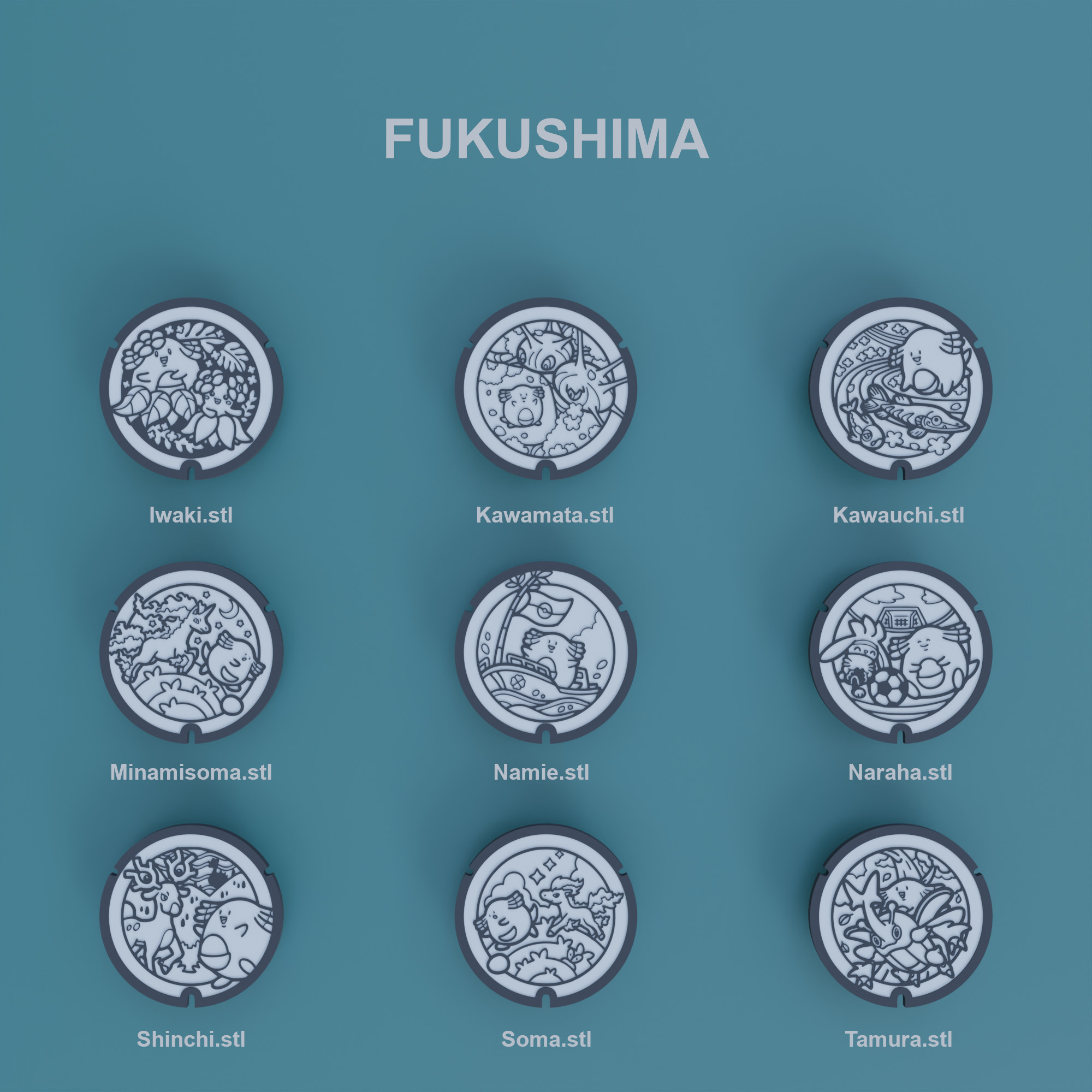 🐉 POKEMON UTILITY HOLE COVERS - COMPLETE PACK・ 3D File for ・Cults