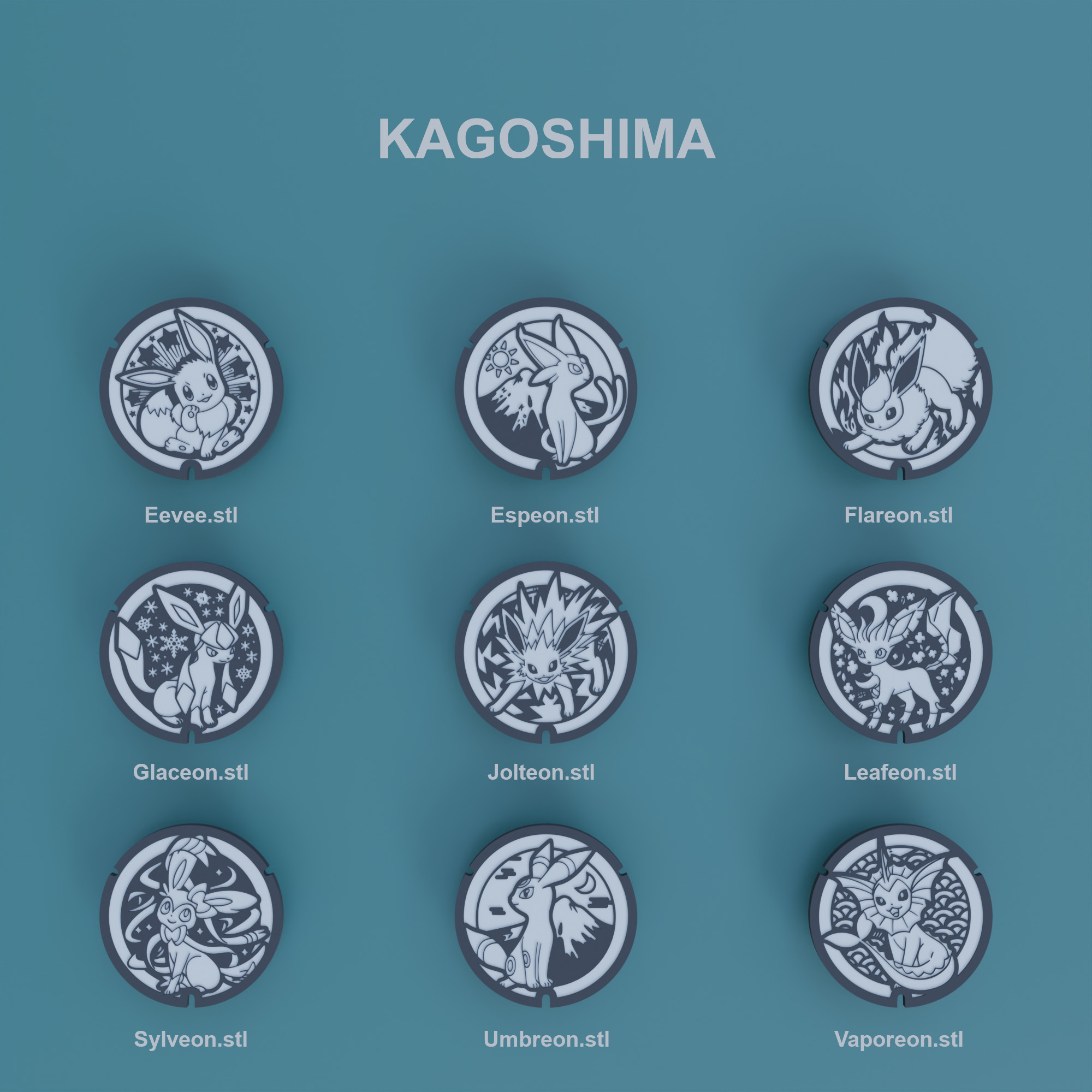 🐉 POKEMON UTILITY HOLE COVERS - COMPLETE PACK・ 3D File for ・Cults