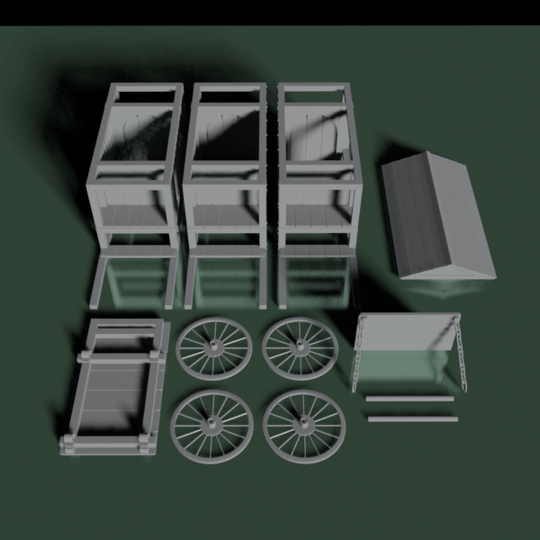 🛞 Fantasy RPG Wagon Set 28MM・ STL File for 3D printing・Cults