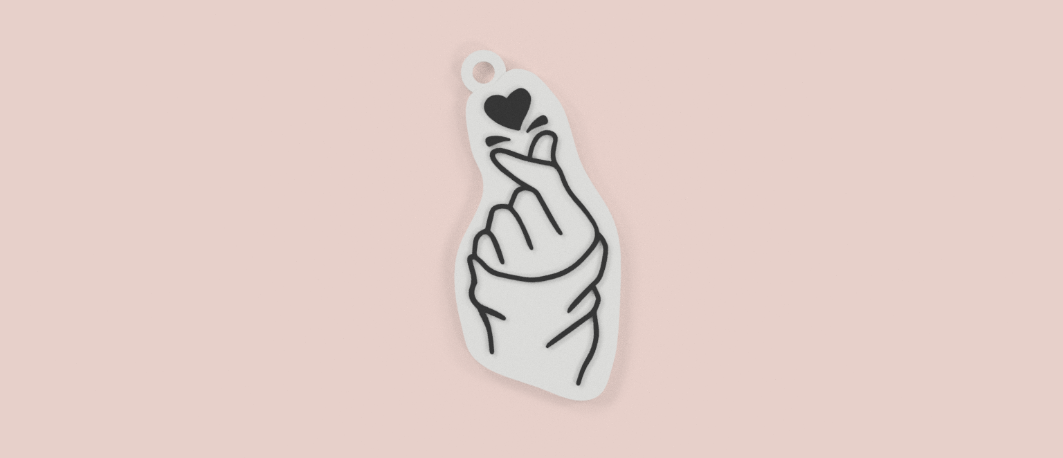Fichier STL Symbole coréen Cœur de doigt (Finger heart) 💜・Design pour ...