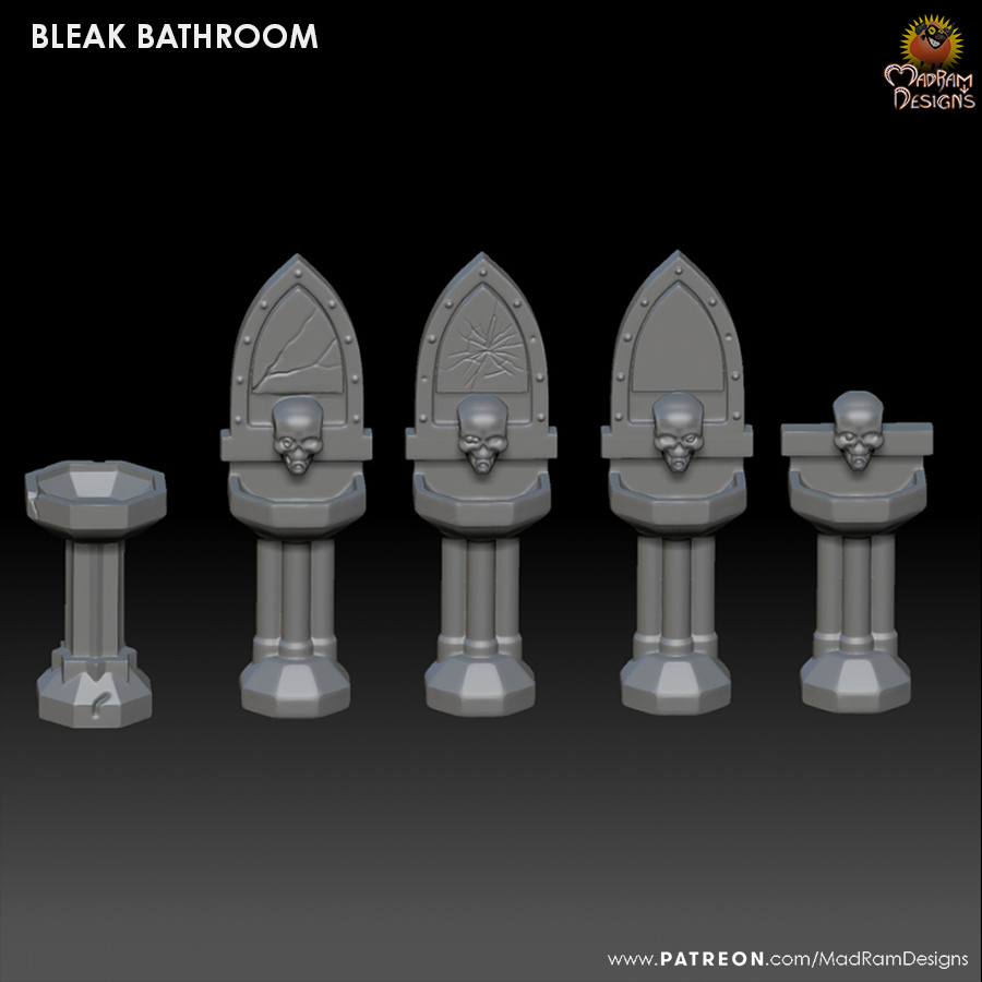 🚽 Bleak Bathroom Scatter Terrain・ 3D File for 3D printing・Cults
