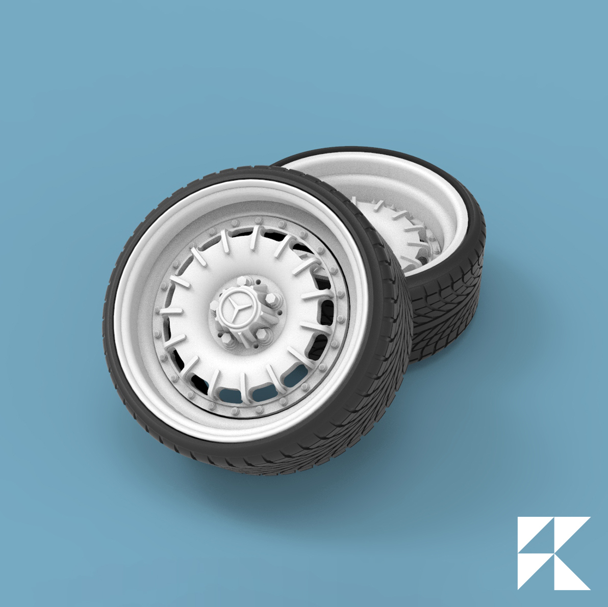 STL file Custom wheels - MB Barock 2 piece - wheel set for scale models ...