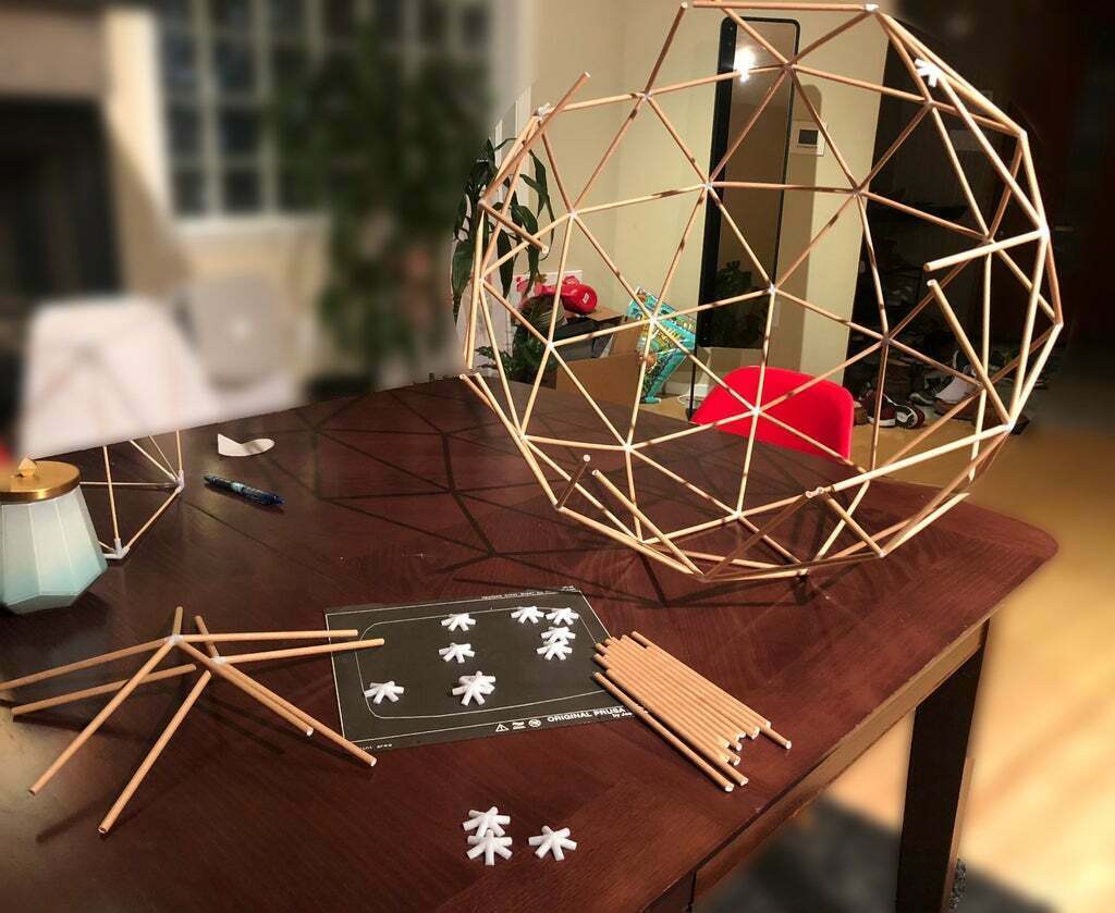 Free STL file Geodesic Sphere (Printed connectors + straws) (SCAD)・3D ...