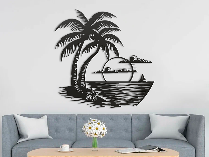 🌇 Sunset with Palm・Free 3D File for 3D printing and CNC machining ...