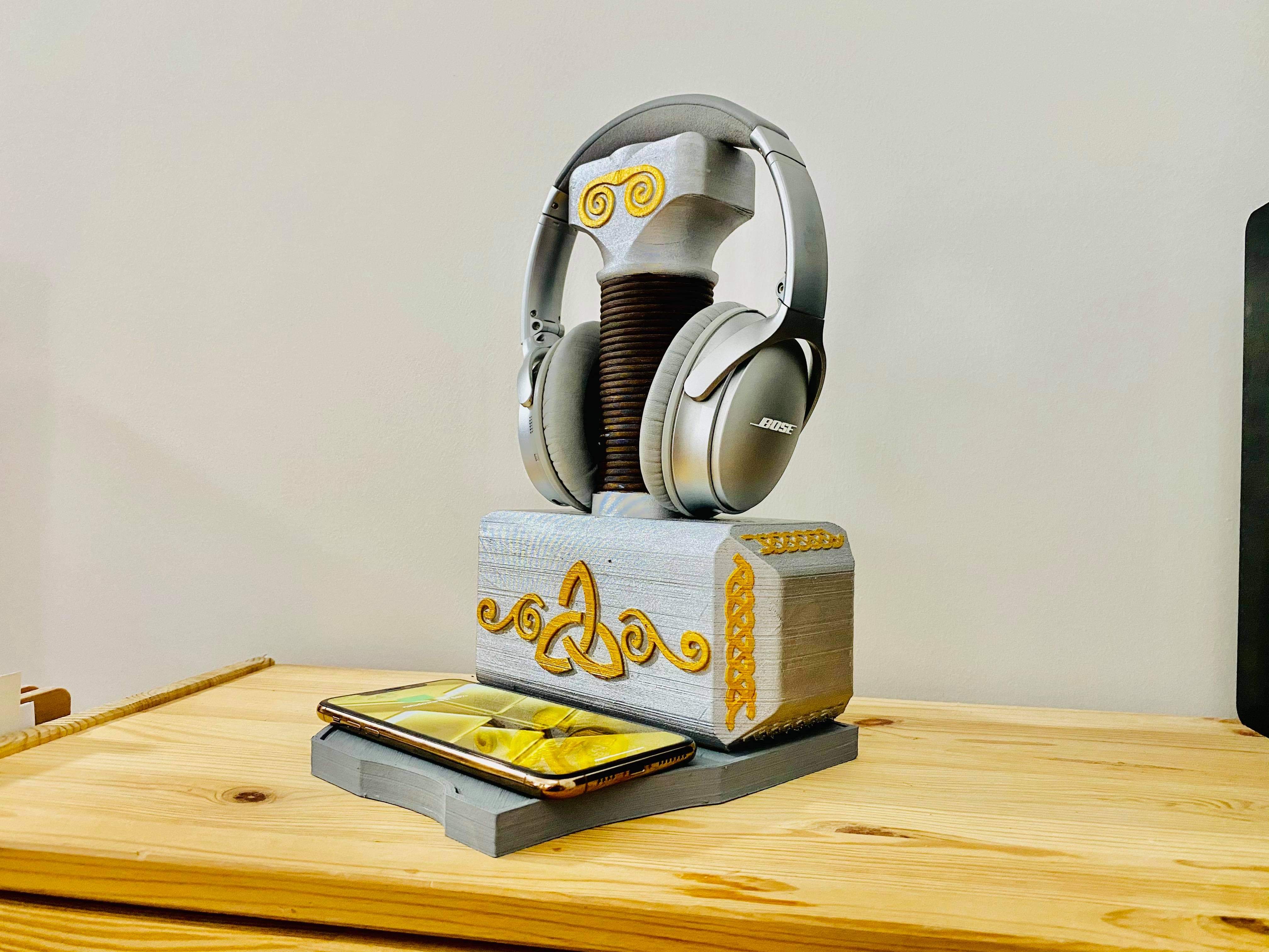 🔨 Mjölnir Thor Hammer Headphones Stand with Wireless Charger・ 3D File ...