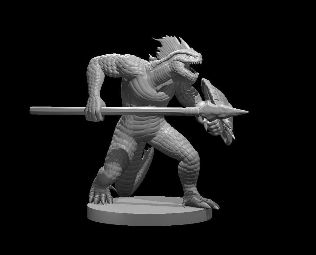 Free STL file Lizardfolk w Spear n Shield 🛡️ ・3D print object to ...