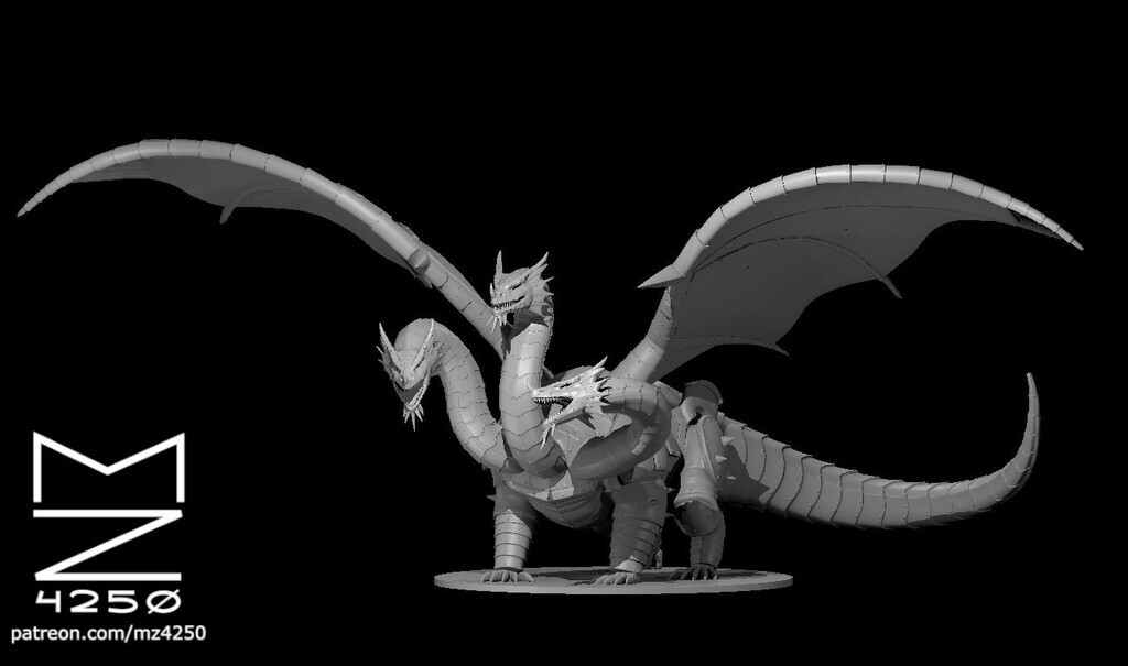 🐉 Three Headed Clockwork Dragon・Free STL File for 3D printing・Cults