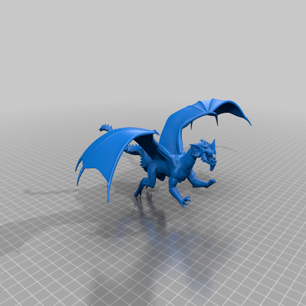 🐉 Blue Dragon Flying・Free STL File for 3D printing・Cults