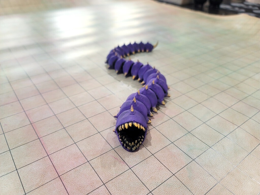 🪱 Purple Worm Articulated・Free STL File for 3D printing・Cults