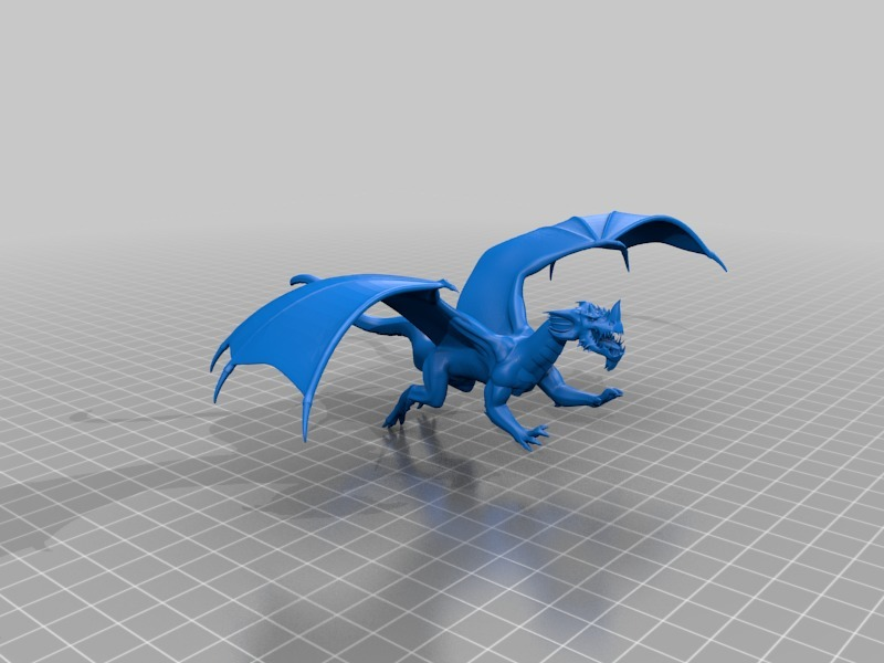 🐉 Blue Dragon Flying・Free STL File for 3D printing・Cults