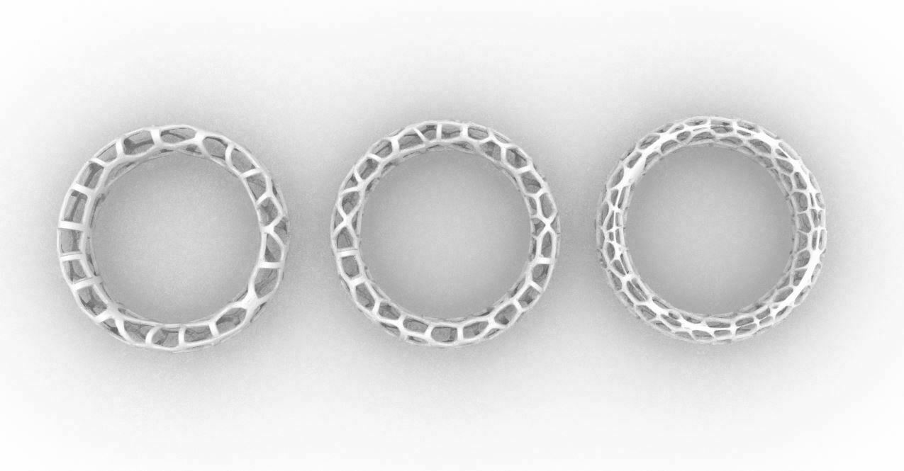 Файл STL Valentine Day rings voronoi pattern for 3D print model 💍 ...