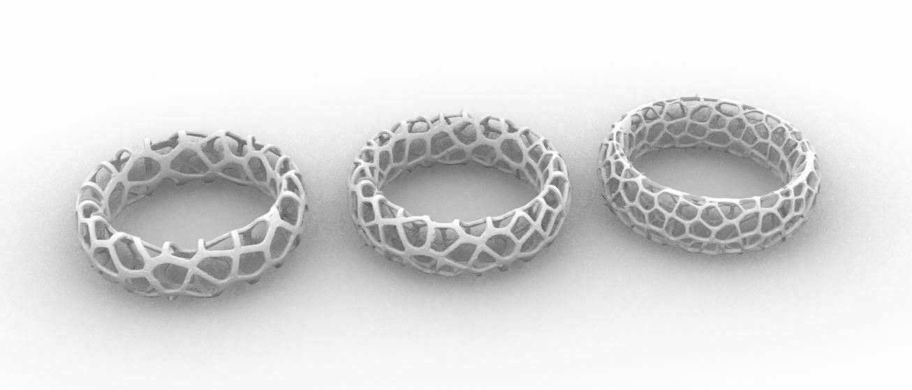 Файл STL Valentine Day rings voronoi pattern for 3D print model 💍 ...