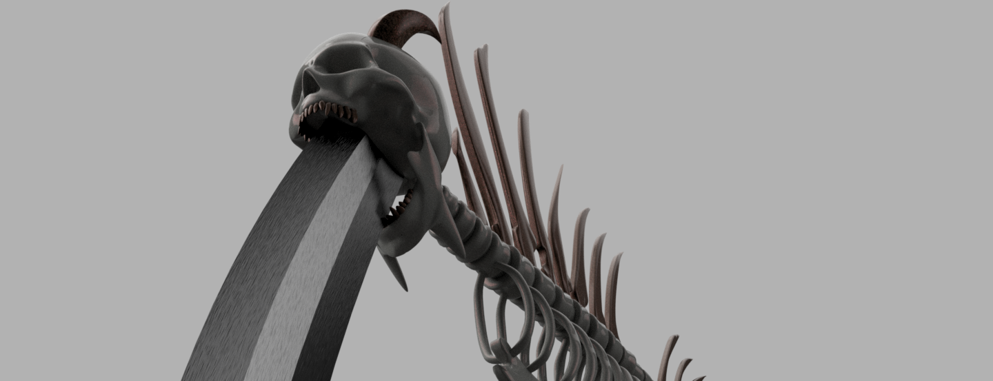 💀 Demon Skull Scythe・ STL File for ・Cults