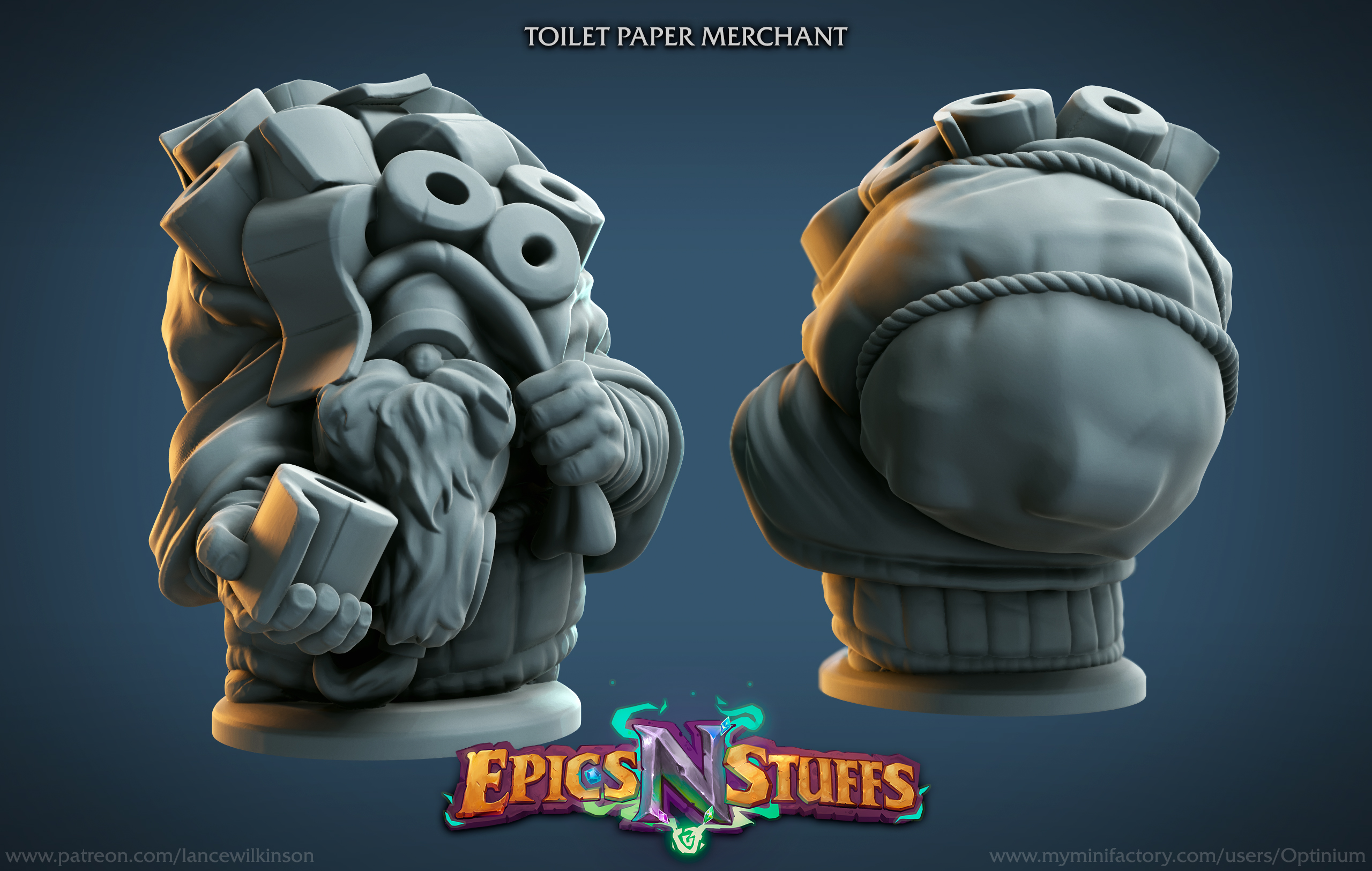 🚽 Dwarven Toilet Paper Merchant Miniature- Pre-Supported・ STL File for ...