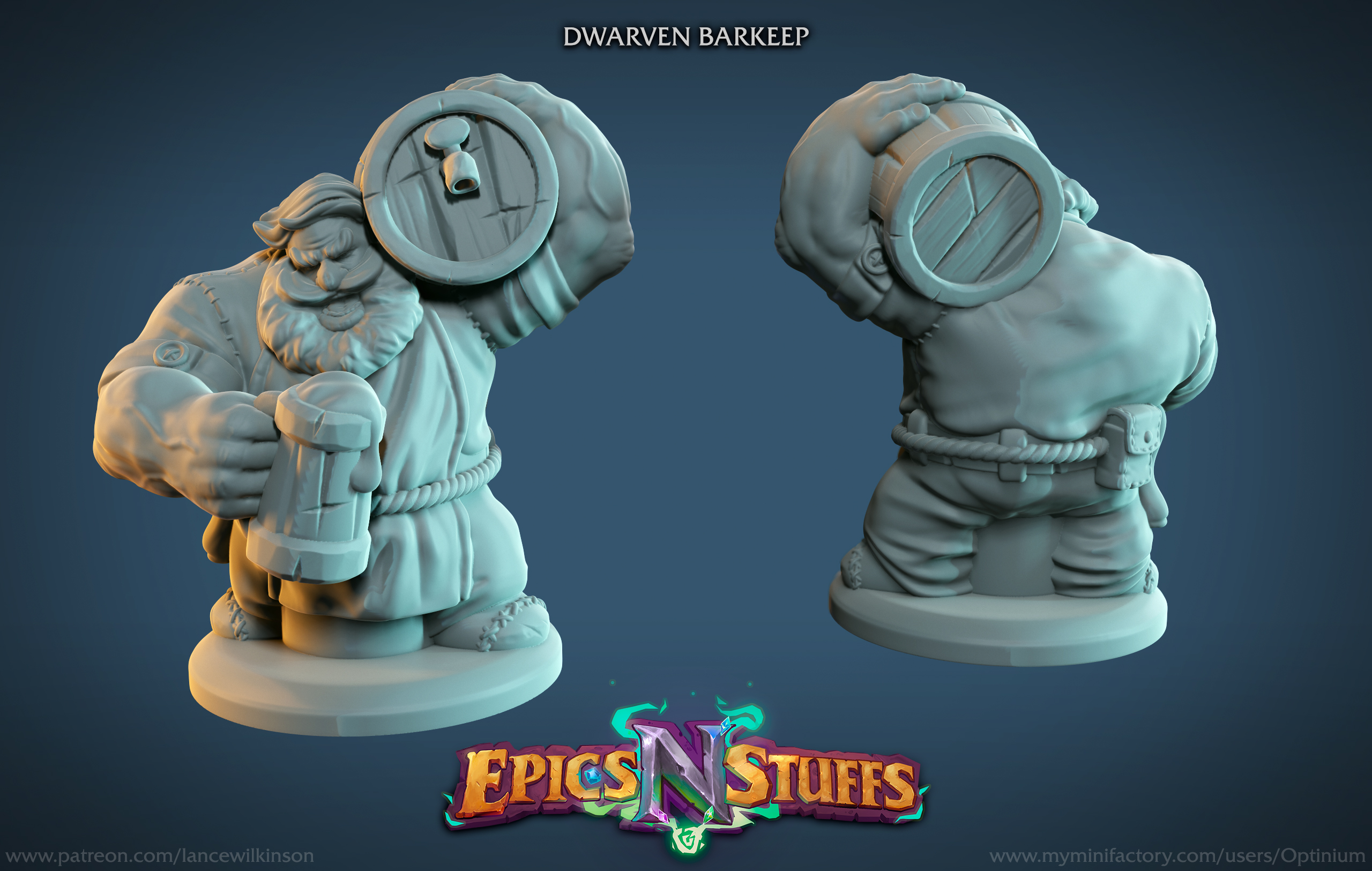 STL file Dwarven Barkeep Miniature - Pre-Supported 🎲 ・Template to download and 3D print・Cults