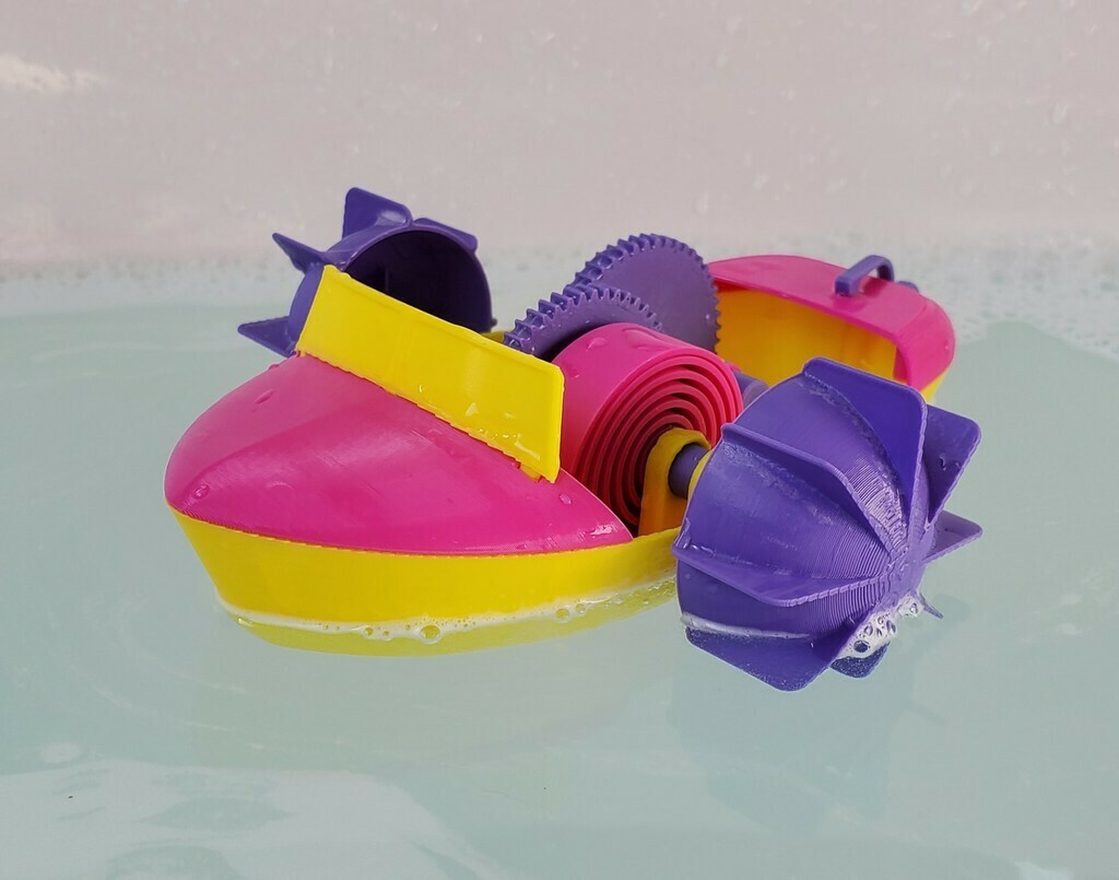 🛥️ Wind-up Paddle Boat Bath Toy・Free 3D File for ・Cults