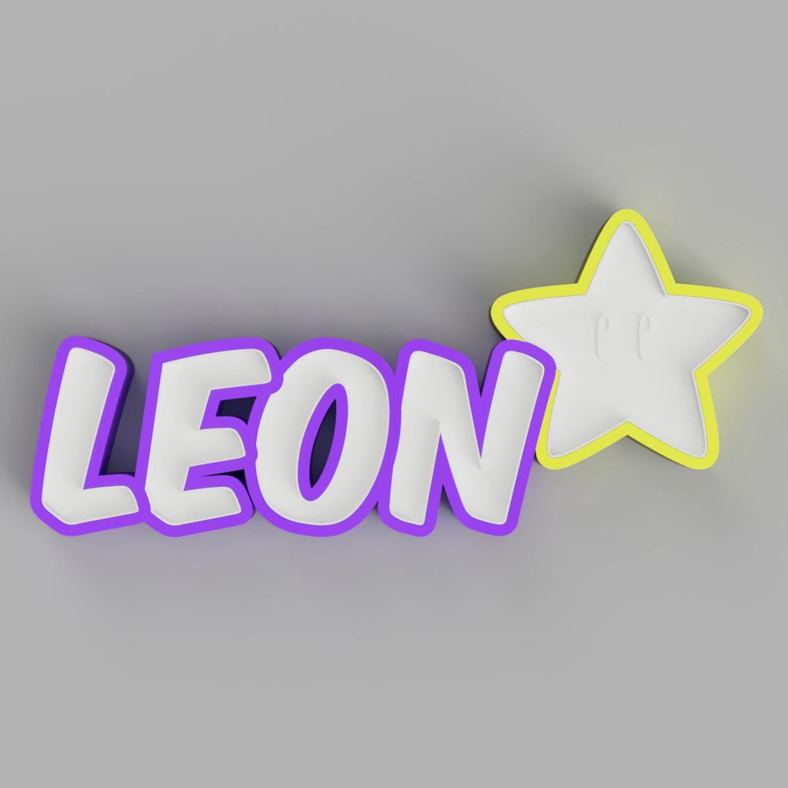 Fichier 3D NAMELED LEON (AVEC UNE ÉTOILE) - LAMPE À LED AVEC NOM 🏠 ...