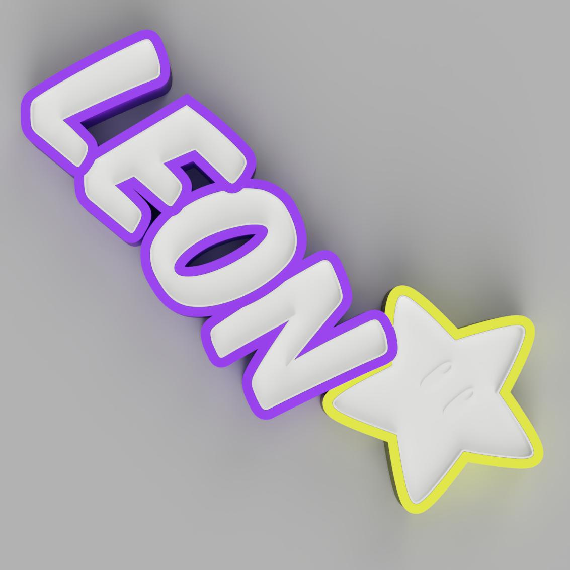 Fichier 3D NAMELED LEON (AVEC UNE ÉTOILE) - LAMPE À LED AVEC NOM 🏠 ...