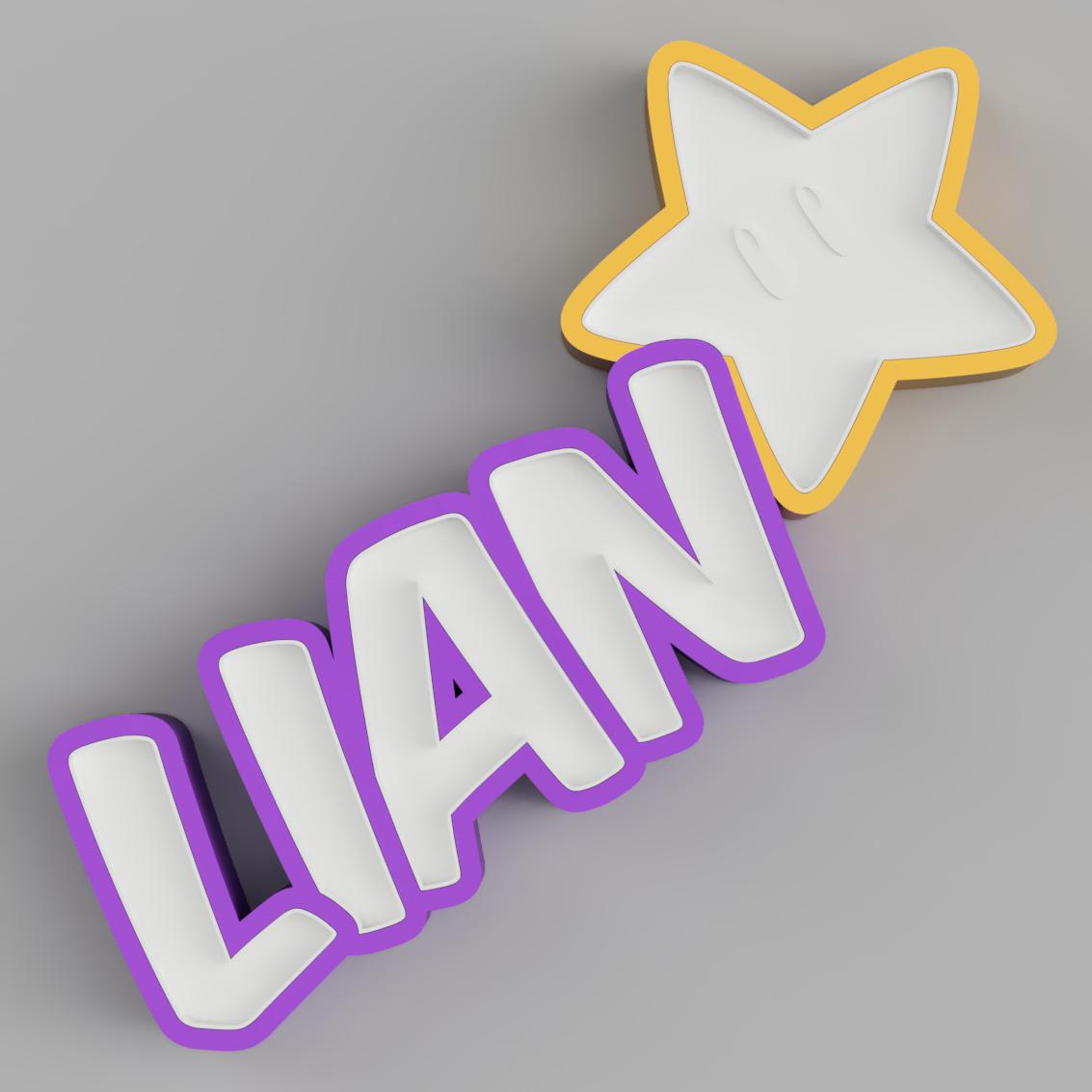3D file NAMELED LIAN (WITH STAR) - LED LAMP WITH NAME ⭐ ・3D print ...