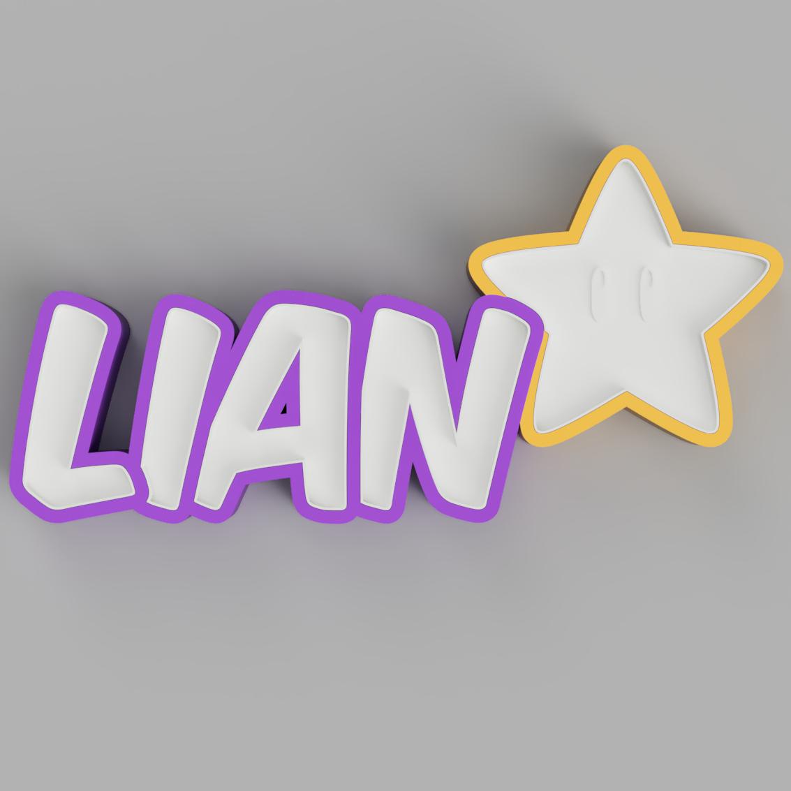 3D file NAMELED LIAN (WITH STAR) - LED LAMP WITH NAME ⭐ ・3D print ...