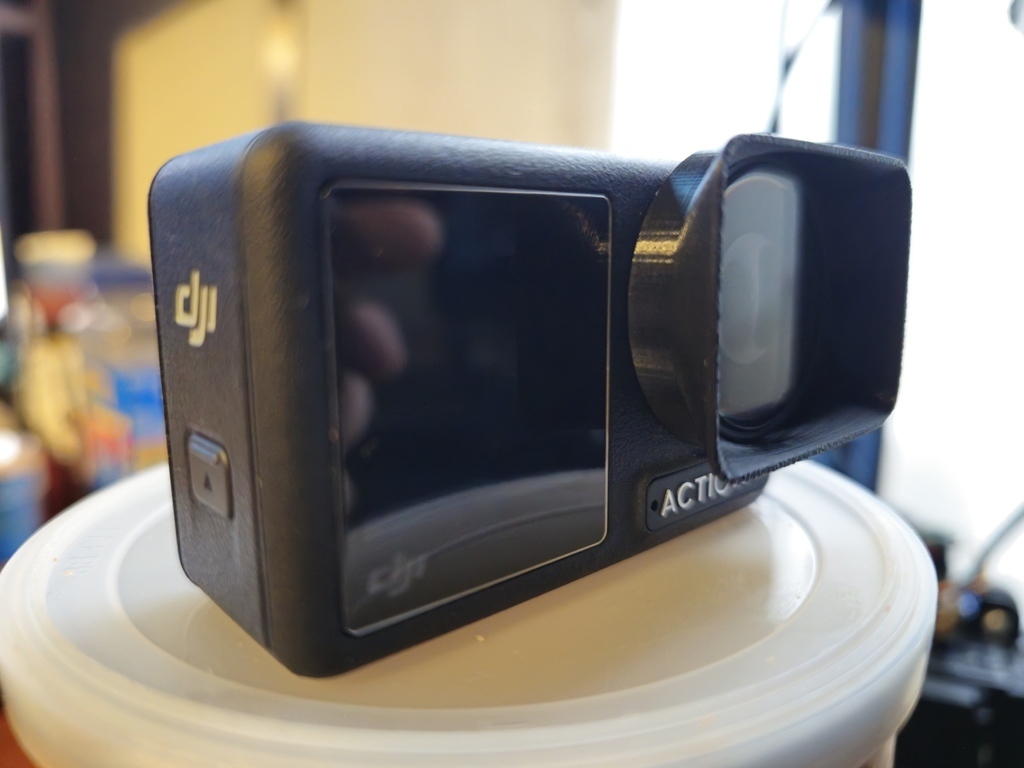 免费 3D 文件 DJI Action 4 镜头遮光罩和盖 📷 ・可下载模型和 3D 打印・Cults