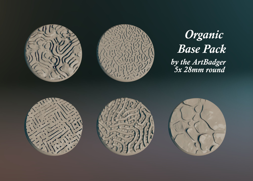 Free 3D file 28mm Organic Base Pack 🧸・3D printing idea to download・Cults