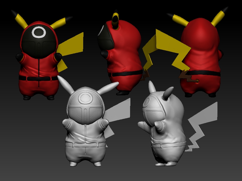 🐉 Pokemon Squid game pikachu (3 poses)・Arquivo STL para ・Cults