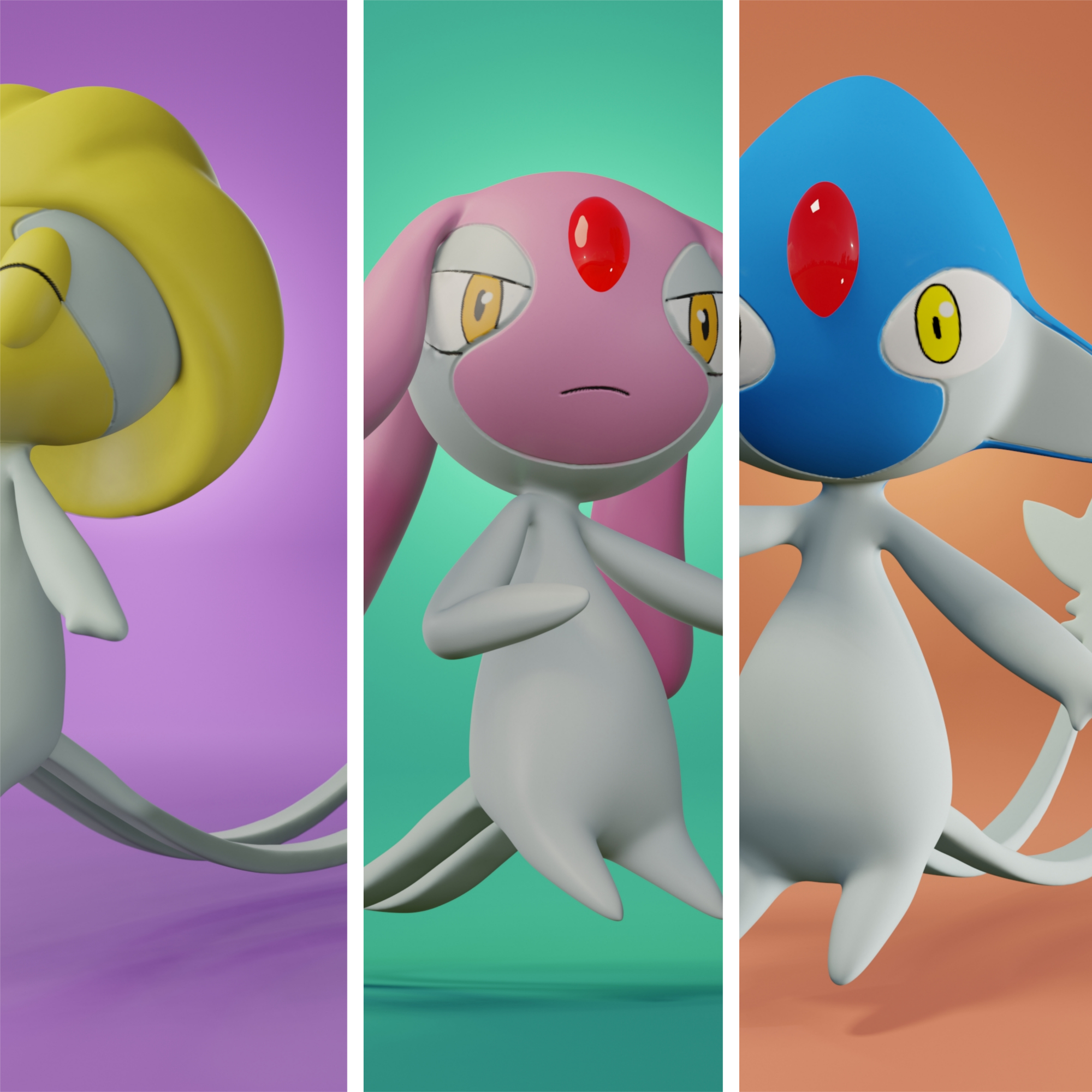 🐉 pokemon lake trio pack・Archivo STL para ・Cults