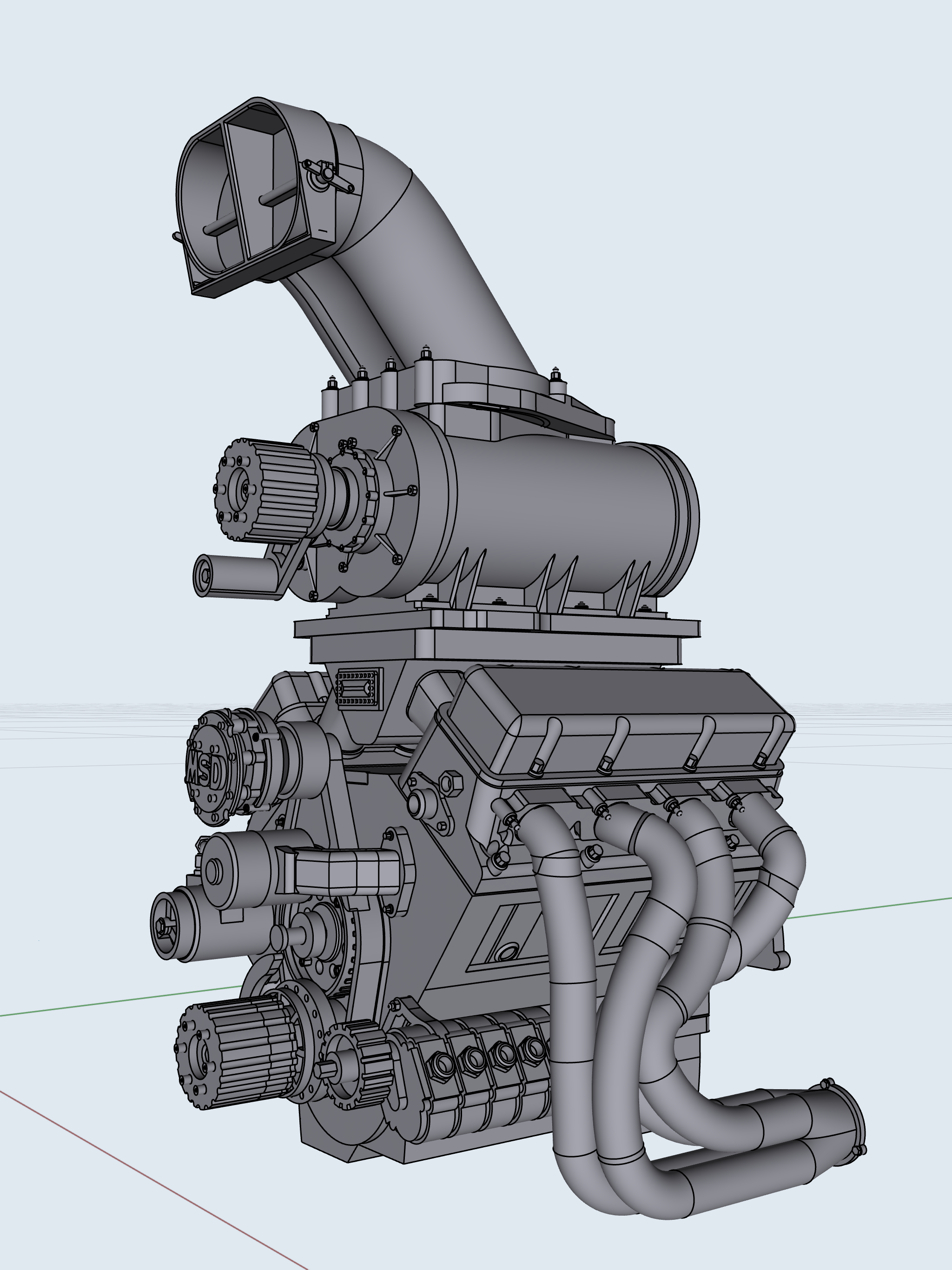 🏎️ PSI Blown BBC Outlaw Engine Supercharged Pro Mod・ STL File for ・Cults
