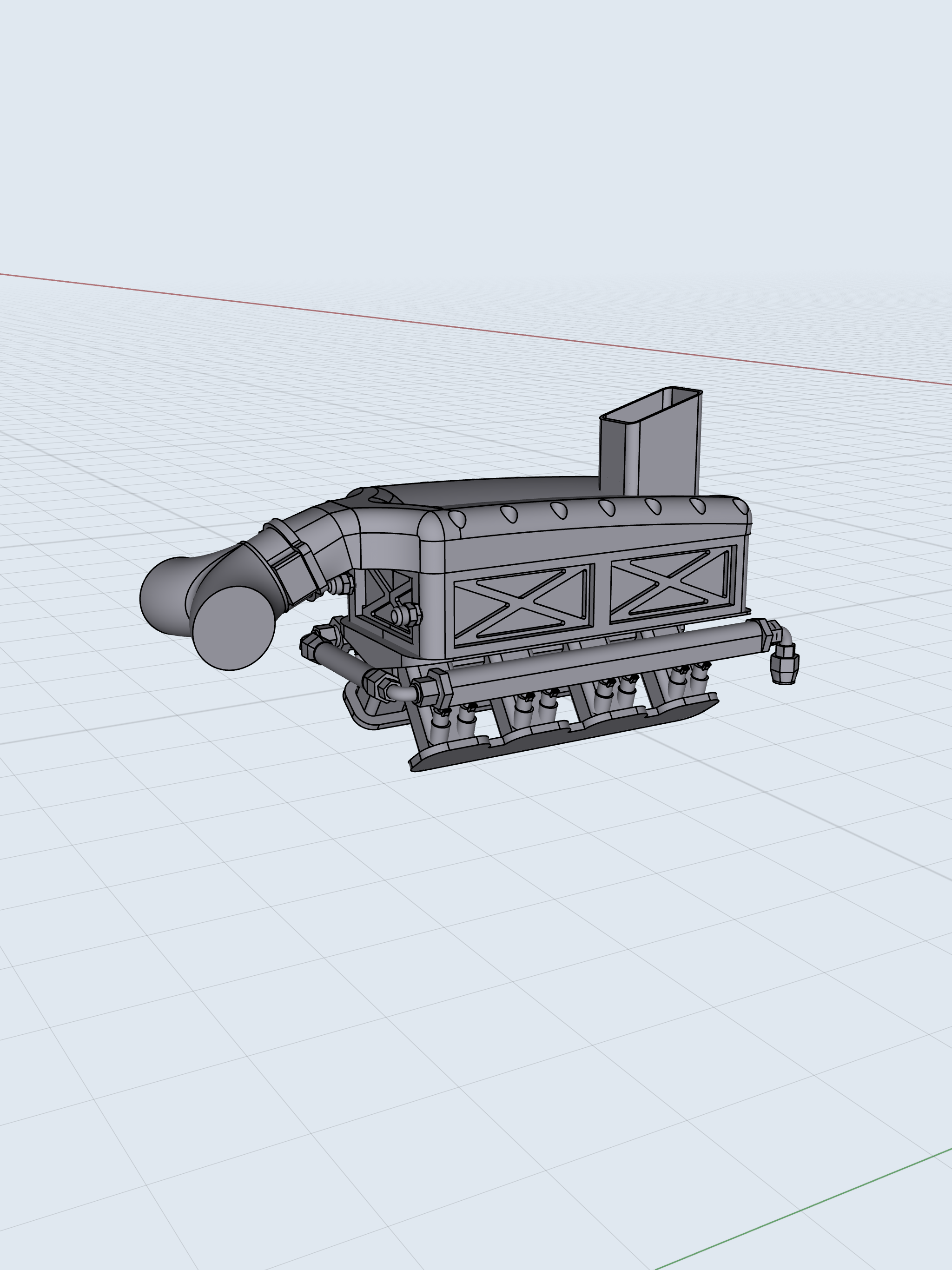 🏎️ Intercooled Twin Turbo billet Intake Manifold Hemi BBC SBC Drag・ STL ...