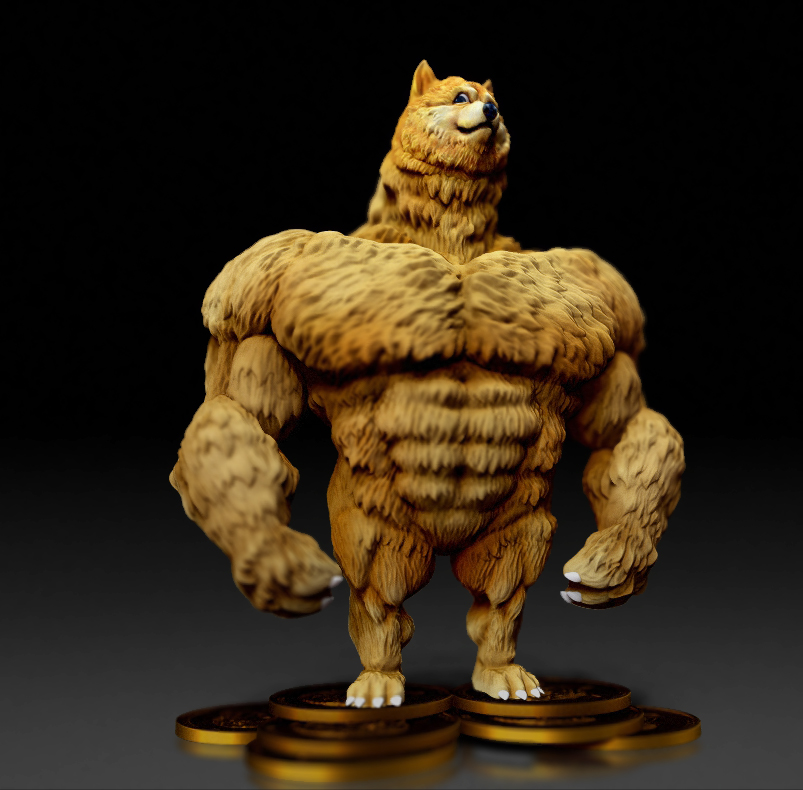 STL file SWOLE DOGE MEME-Shiba Inu -yellow muscles dog - dogecoin 🐕 ・3D ...