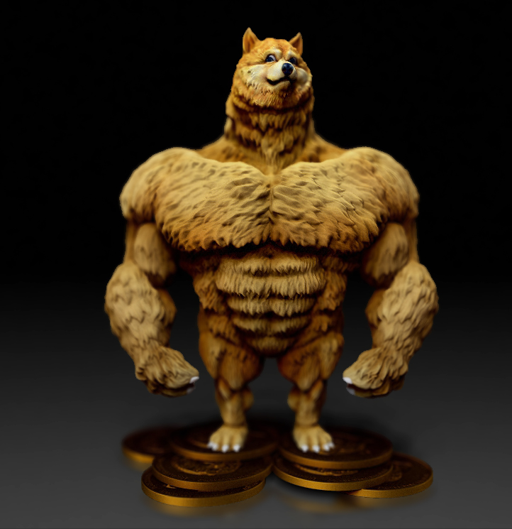 STL file SWOLE DOGE MEME-Shiba Inu -yellow muscles dog - dogecoin 🐕 ・3D ...