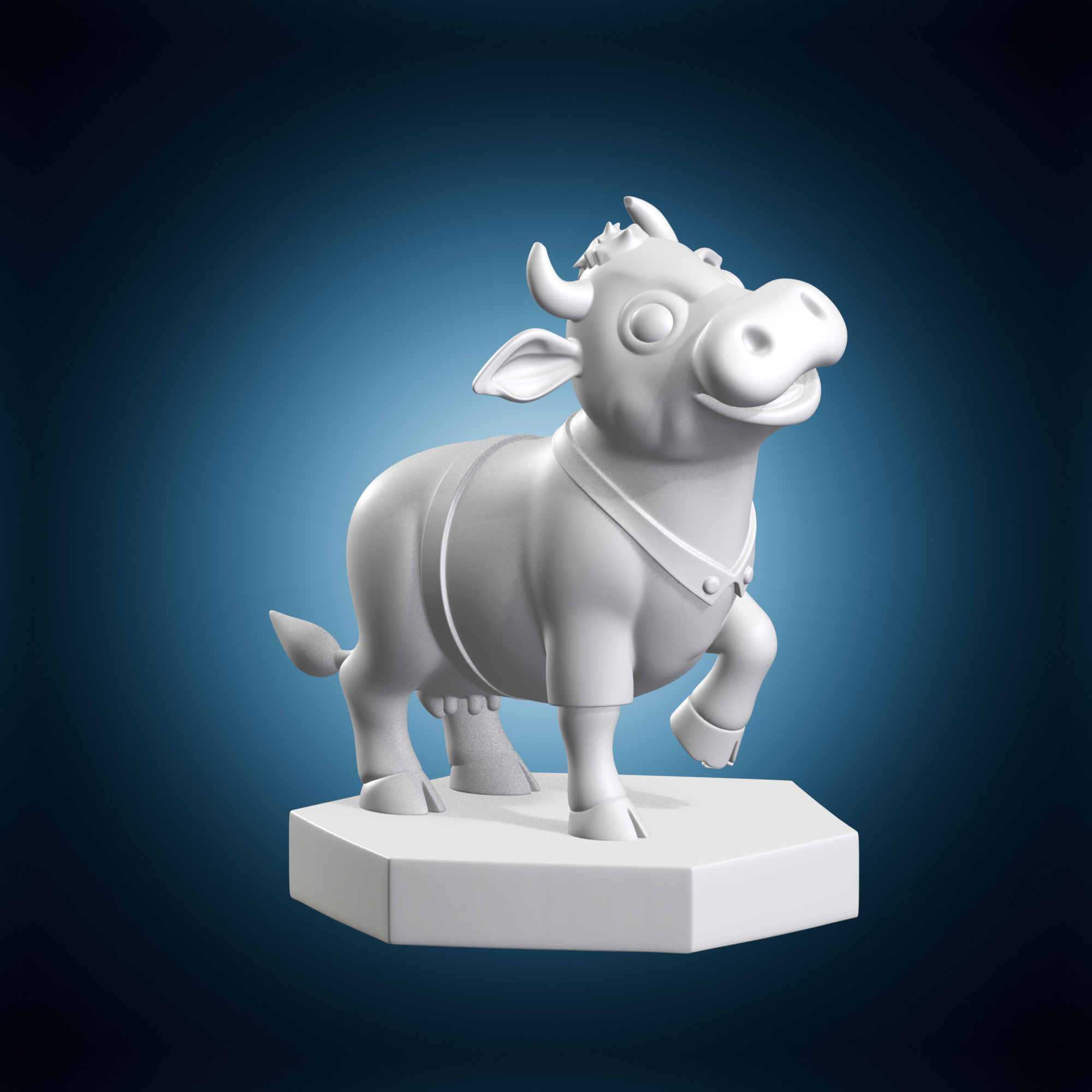 🐄 Cartoon Cow Figurine On Base 3D Print Model STL File・ 3D File for 3D ...