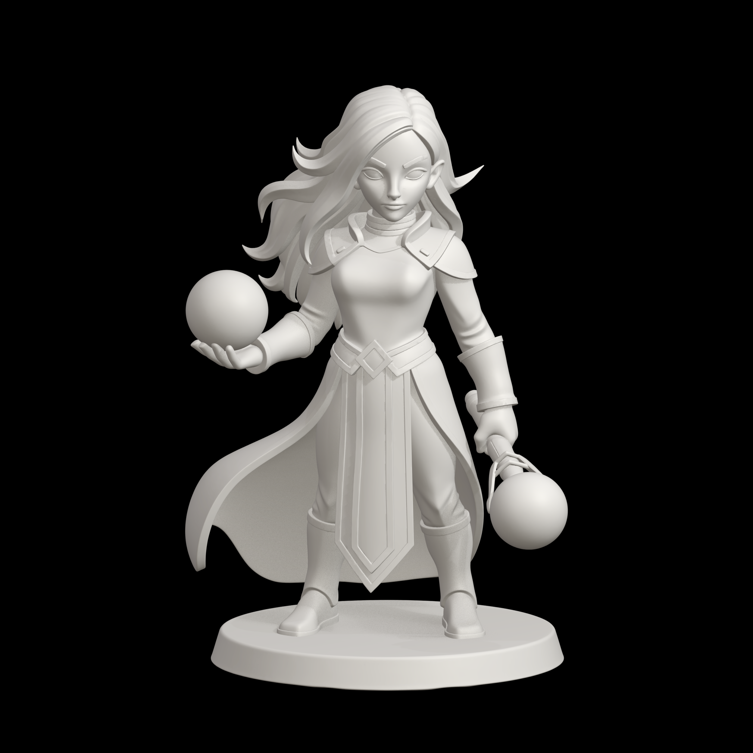 🧙 Angelic Mage With Halo And Magical Orb・ 3D File for 3D printing・Cults