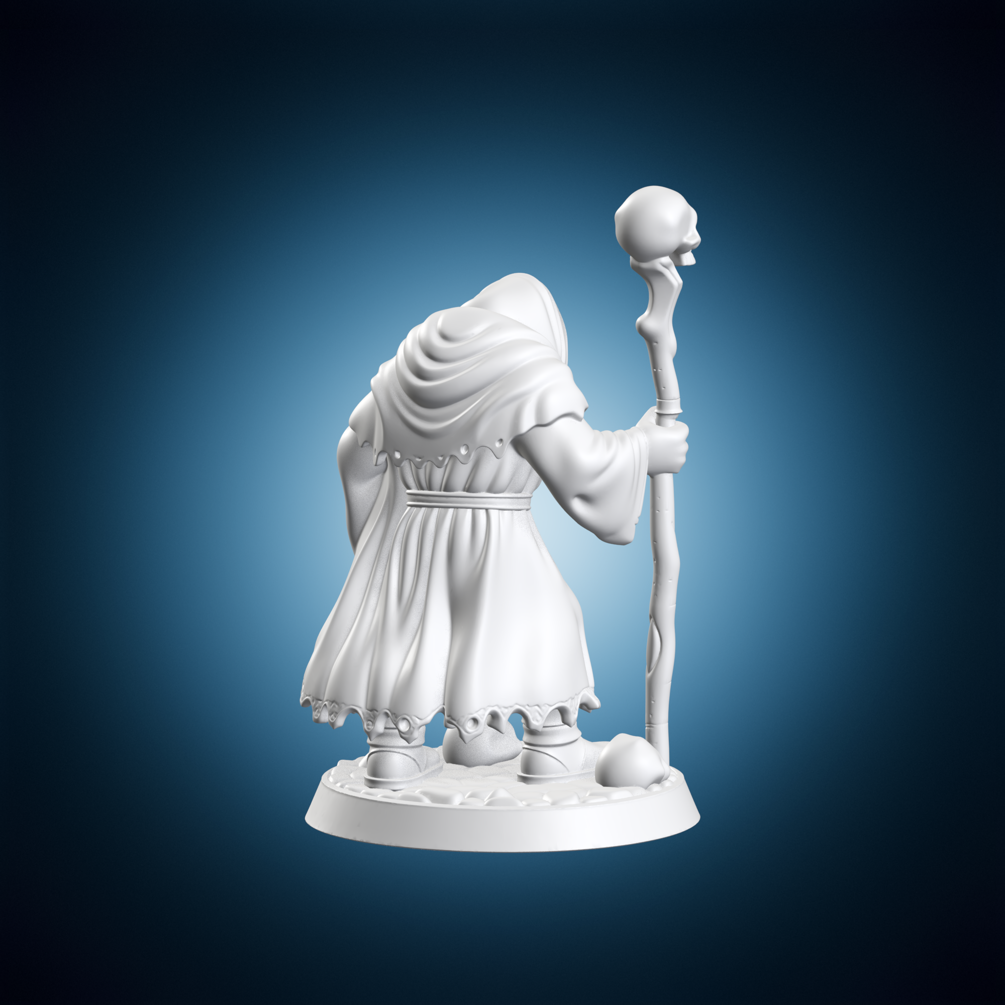 💀 Hooded Wizard with Skull Staff and Lantern・ 3D File for 3D printing・Cults